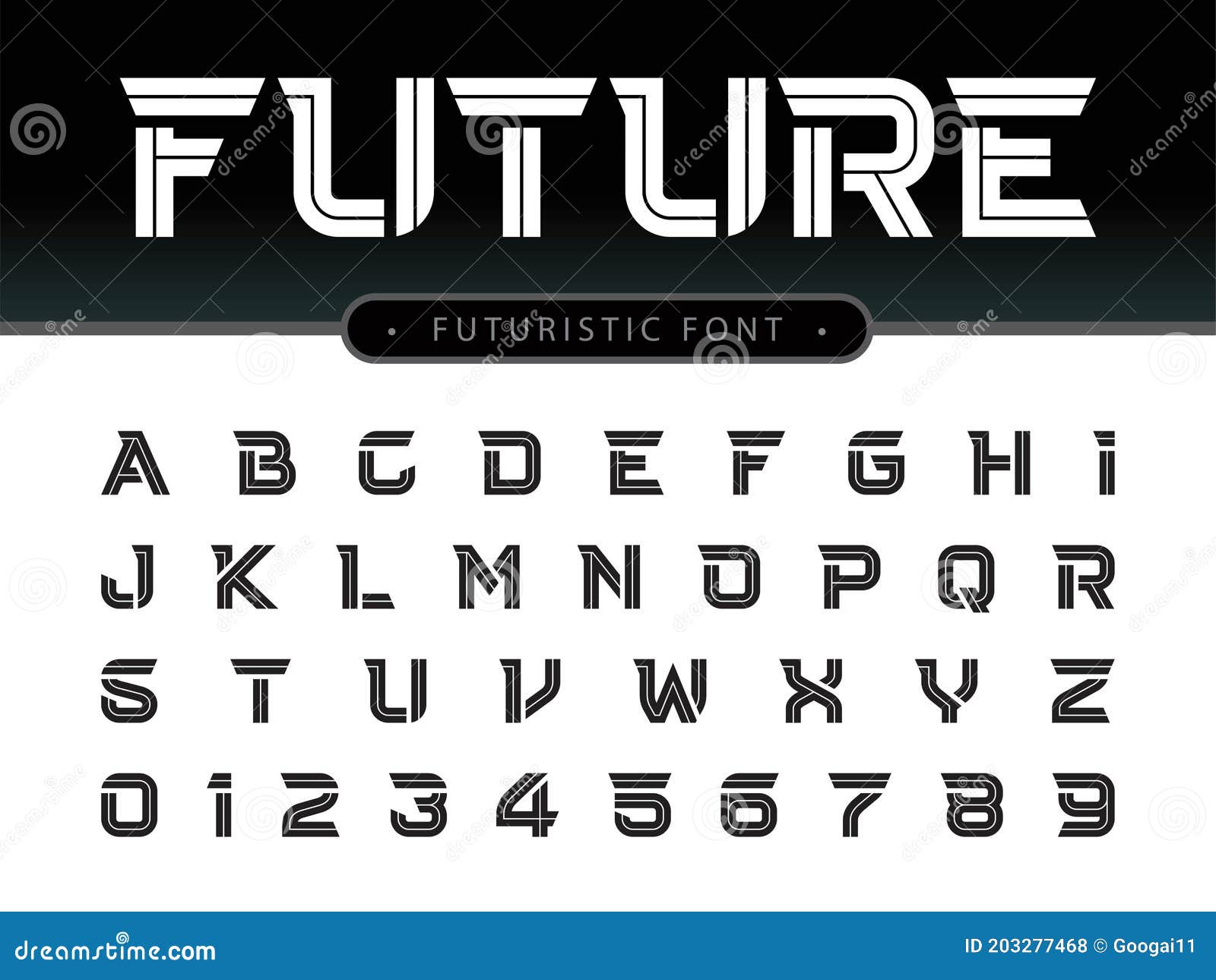 Vector of Futuristic Alphabet Letters and Numbers, Future Techno ...