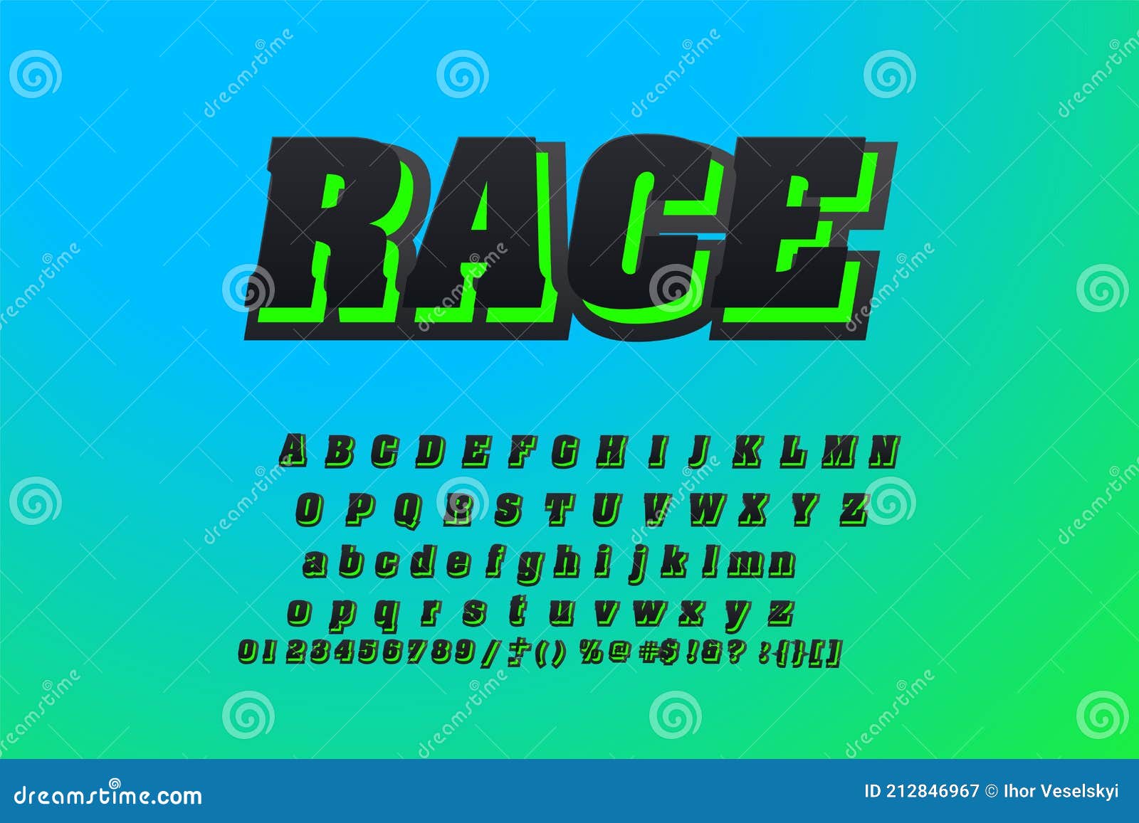 Vector Of Futuristic Alphabet Letters And Numbers Speed Effect Faster