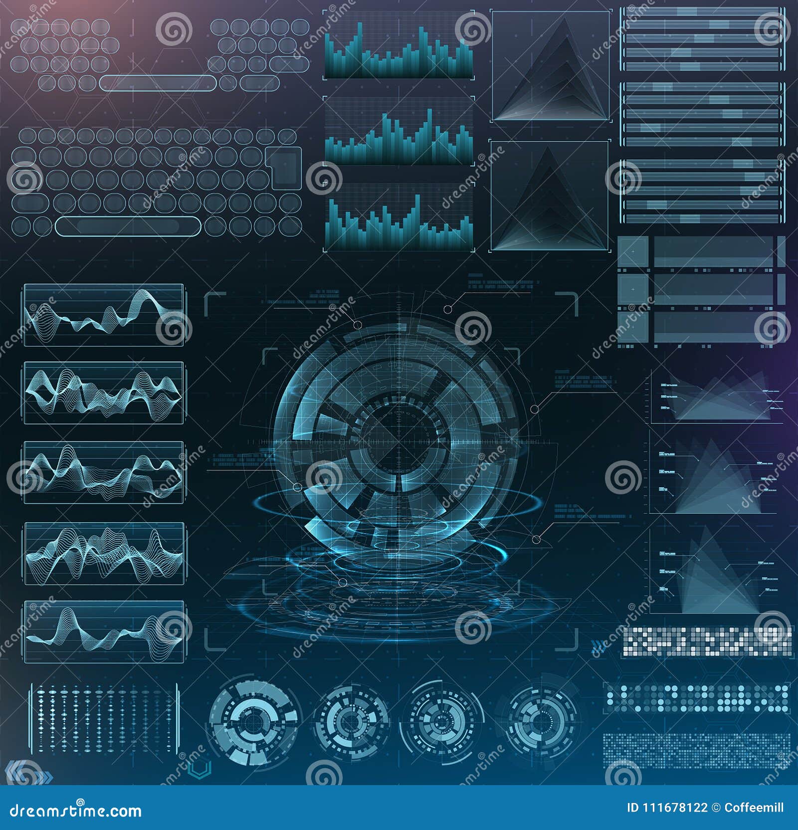 Vector Futuristic Interface Hud Design. Set Infographic Elements Stock ...