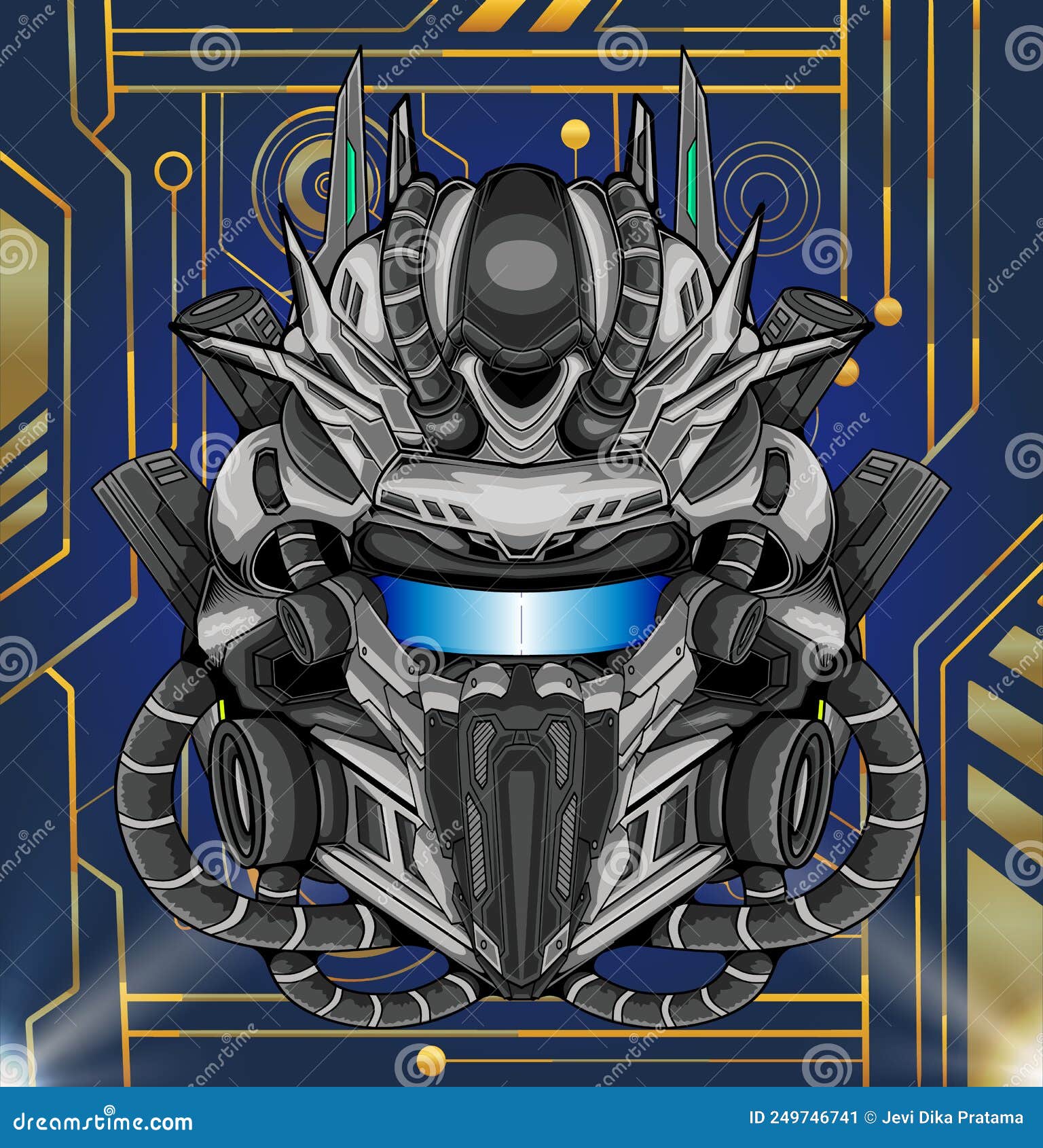 Vector of Futuristic Robot Head Illustration Stock Illustration ...