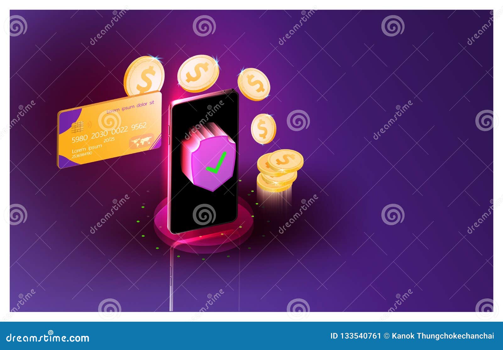 Vector Futuristic Smart Security Credit Cards Controls Technology ...