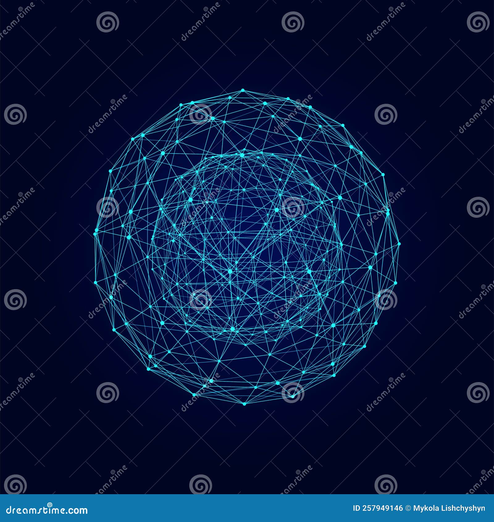 Vector Futuristic Sphere of Particles and Lines. Network Connection Big ...