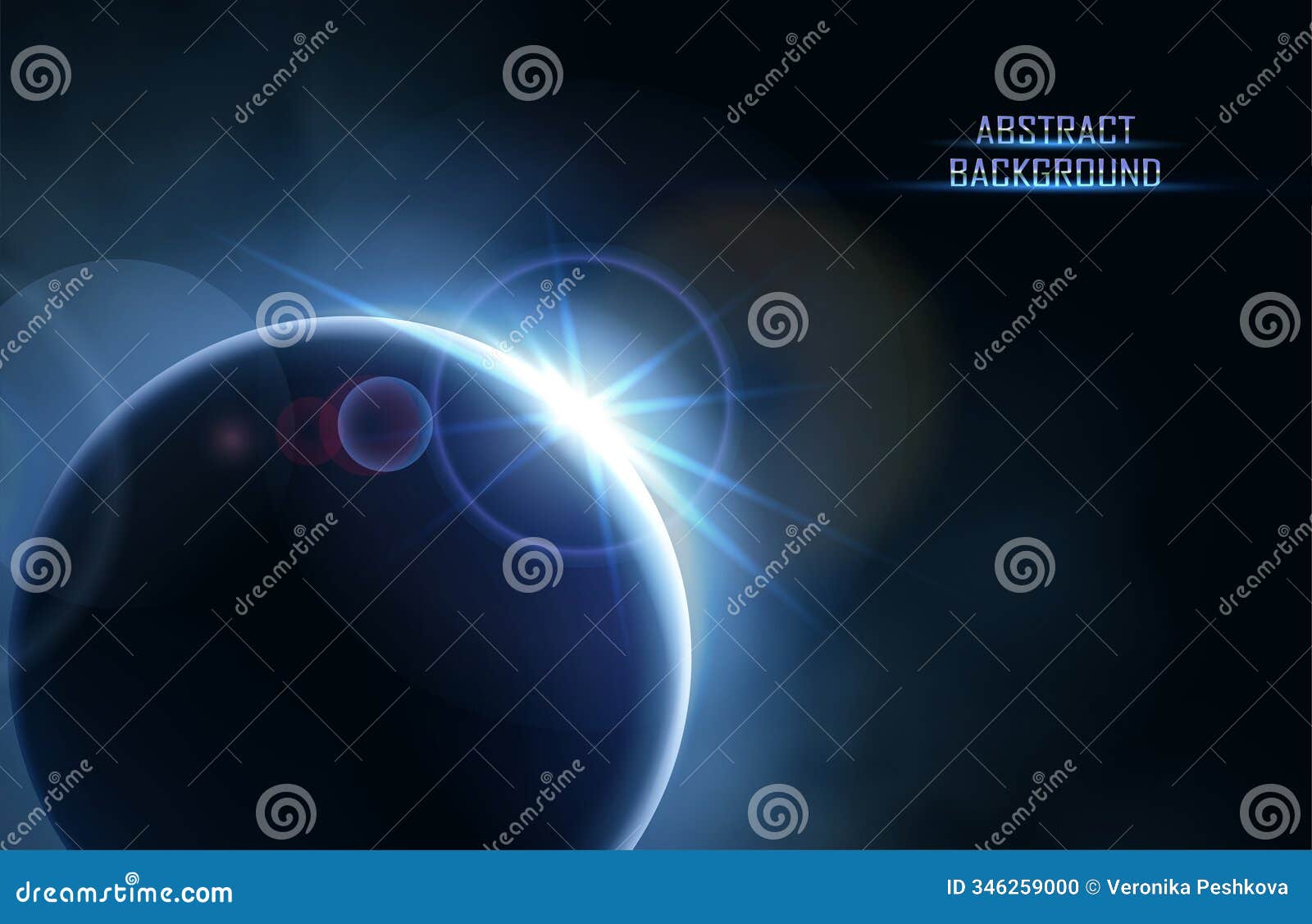 Vector Futuristic Technology Banner. Space With Dark Planet With Sun ...