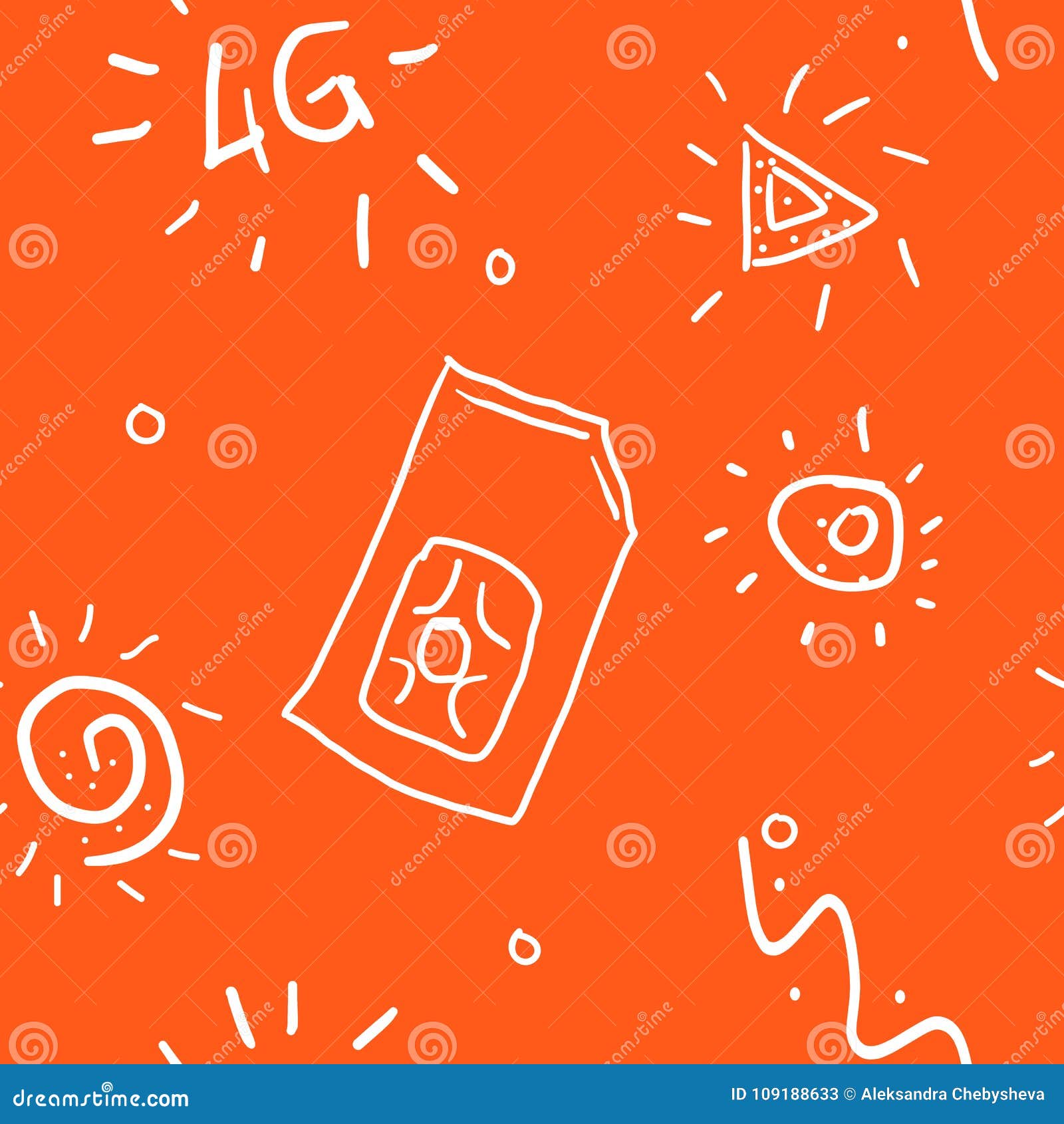 Vector 4g SIM Cards Seamless Pattern on Background. Doodle Seamless ...