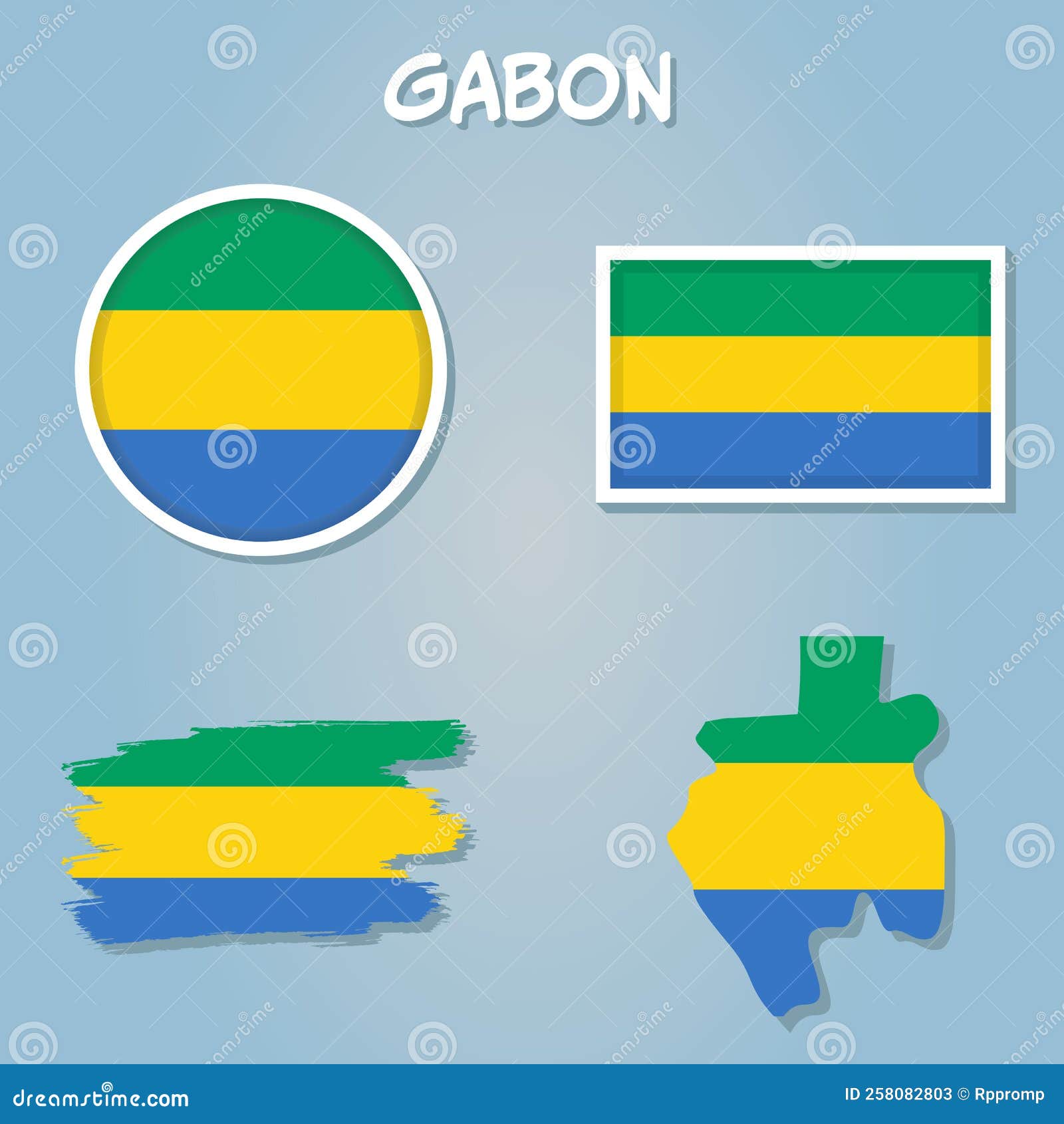 Vector of Gabon Country Outline Silhouette with Flag Stock Vector ...