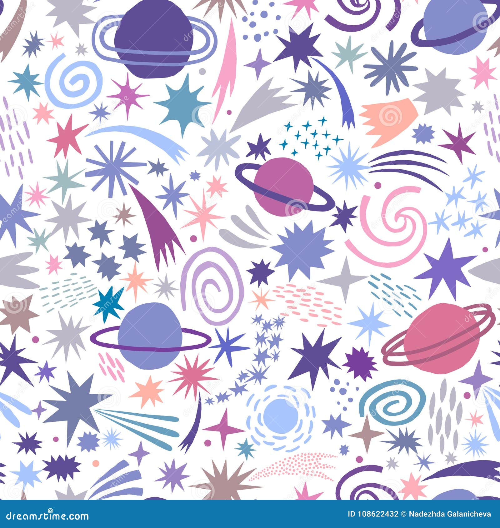 Vector Galaxy Seamless Pattern with Planet, Star. Universe Cosmic ... Vector Galaxy Seamless Pattern with Planet, Star. Universe Cosmic ...