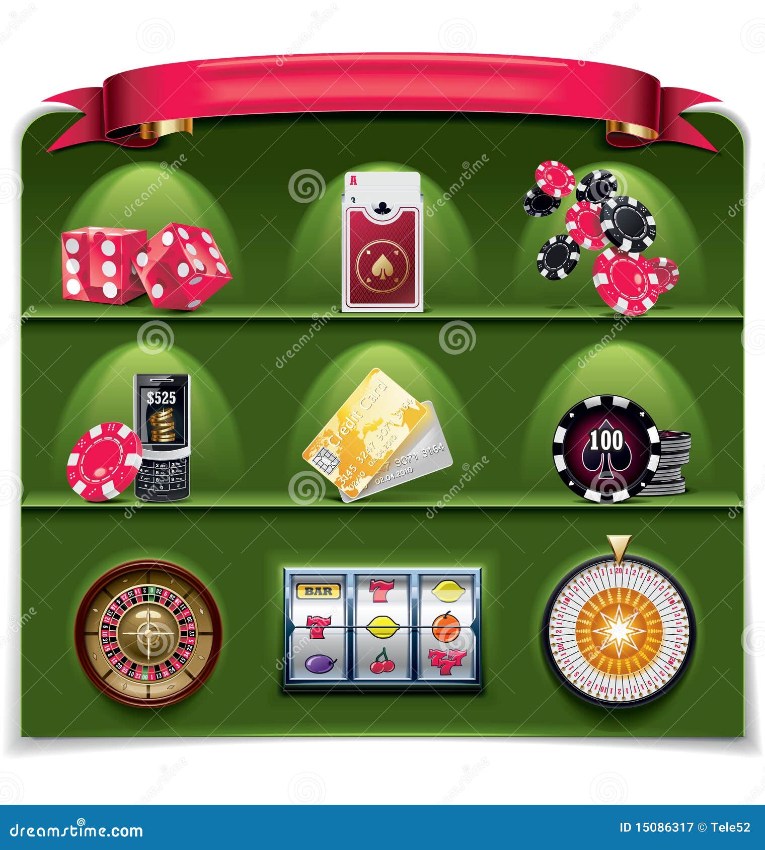 Vector Gambling Icon Set. Part 2 (green) Stock Vector - Illustration of ...