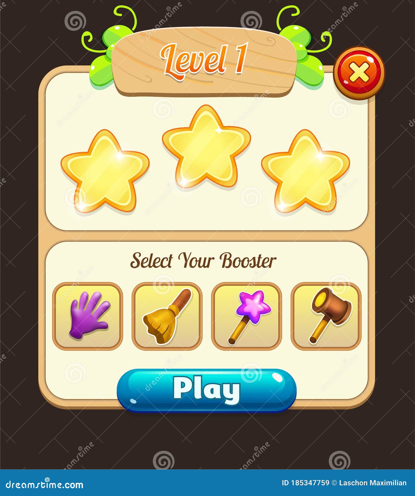 Vector Game Background and Start Screen for Mobile Game. Start Popup ...