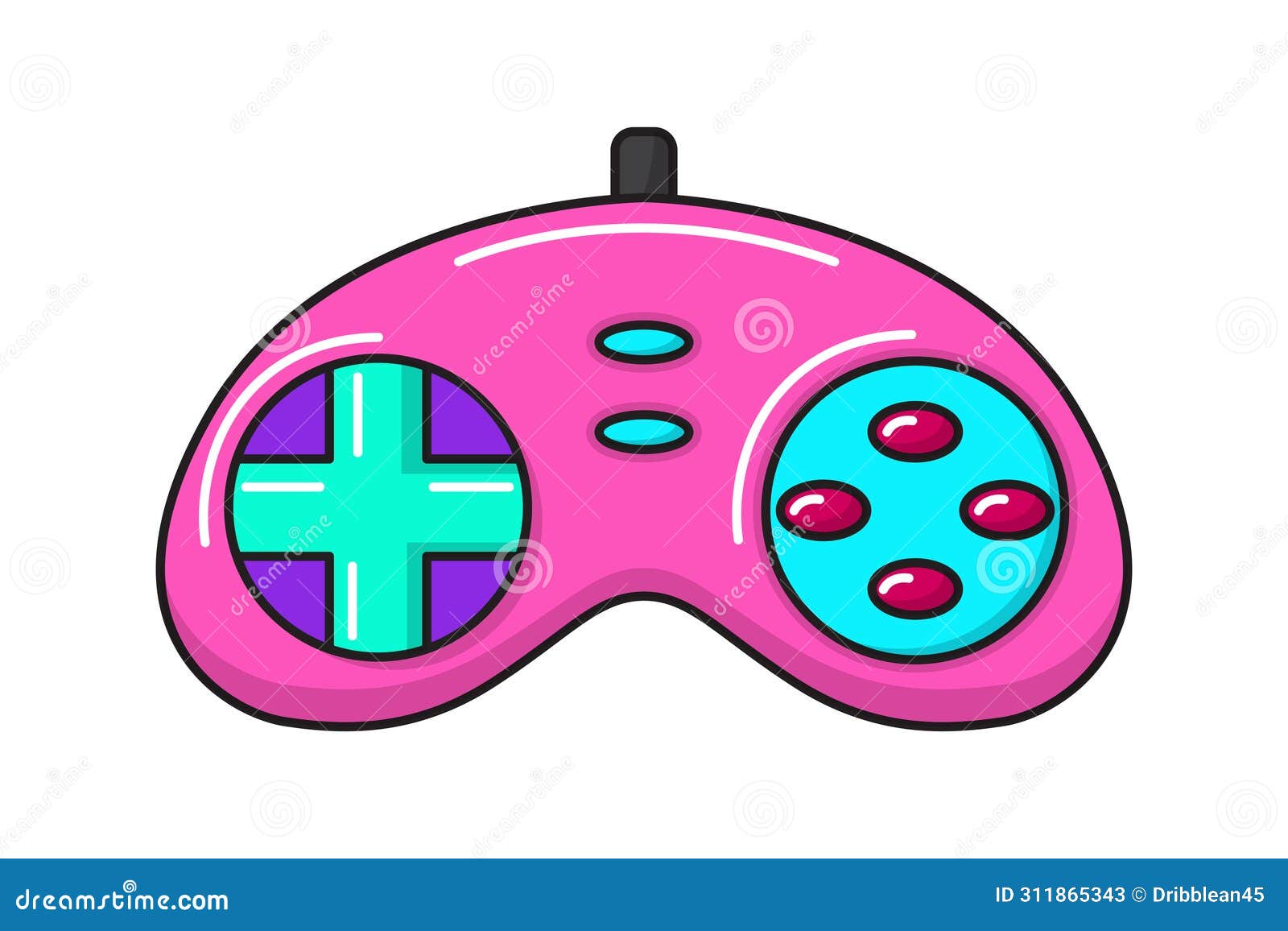 Vector Game Controller Gamepad Icon. Pink Joystick Element Flat Style ...