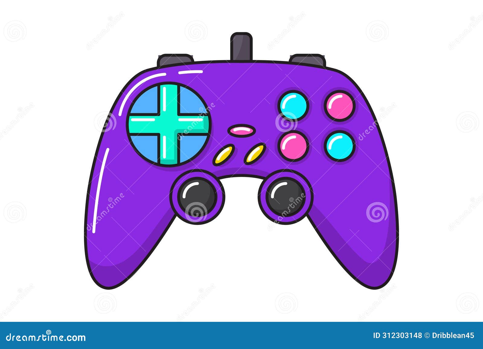 Vector Game Controller Gamepad Icon. Violet Joystick Element Flat Style ...
