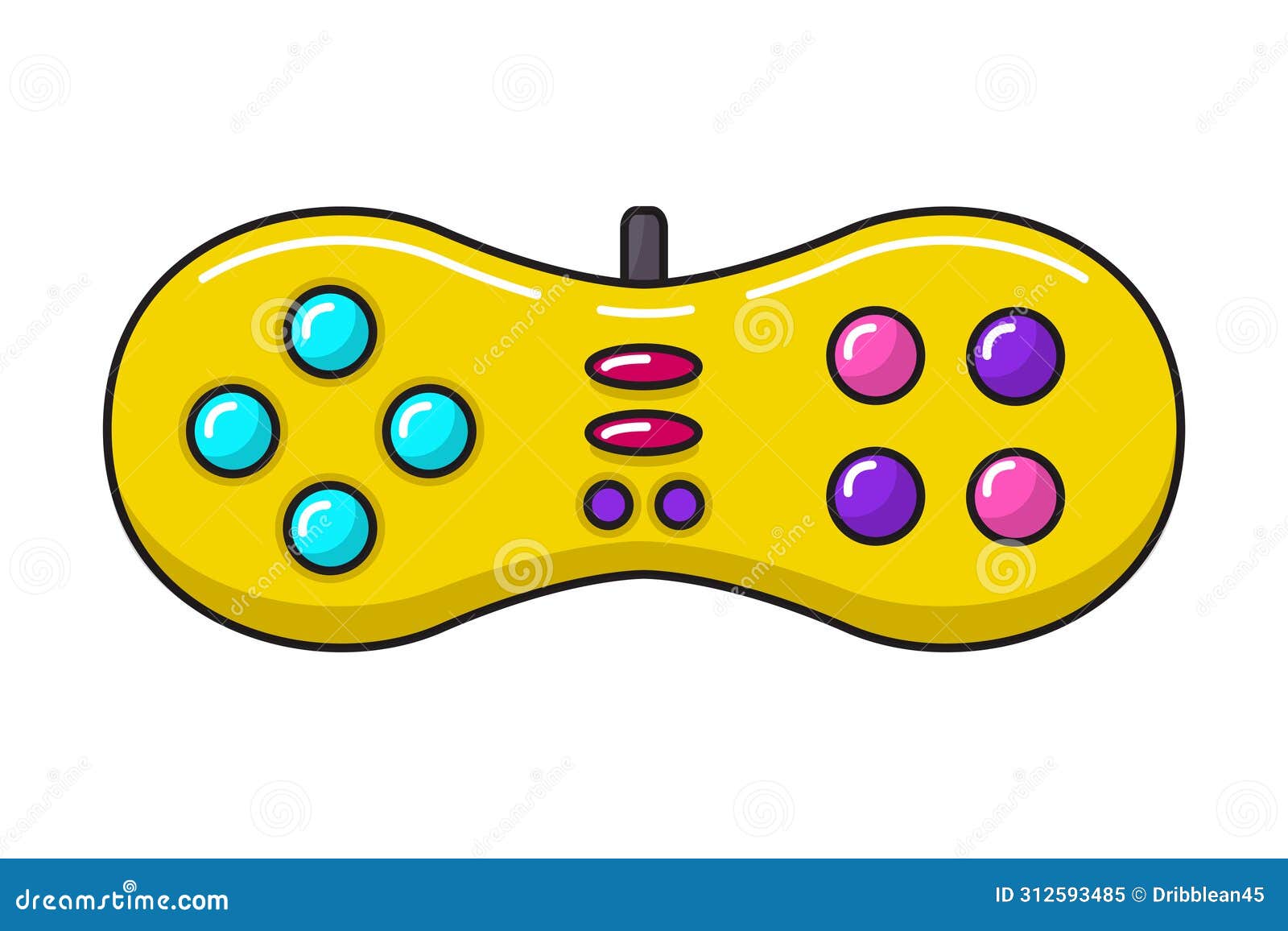 Vector Game Controller Gamepad Icon. Yellow Joystick Element Flat Style ...
