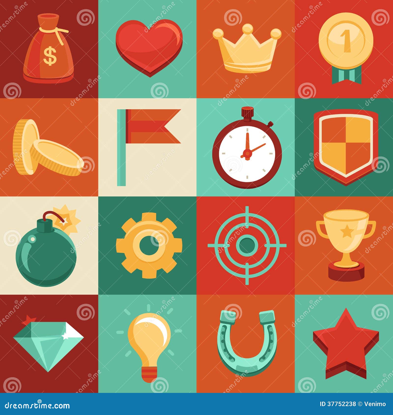 Vector Game Elements in Flat Style Stock Vector - Illustration of ...