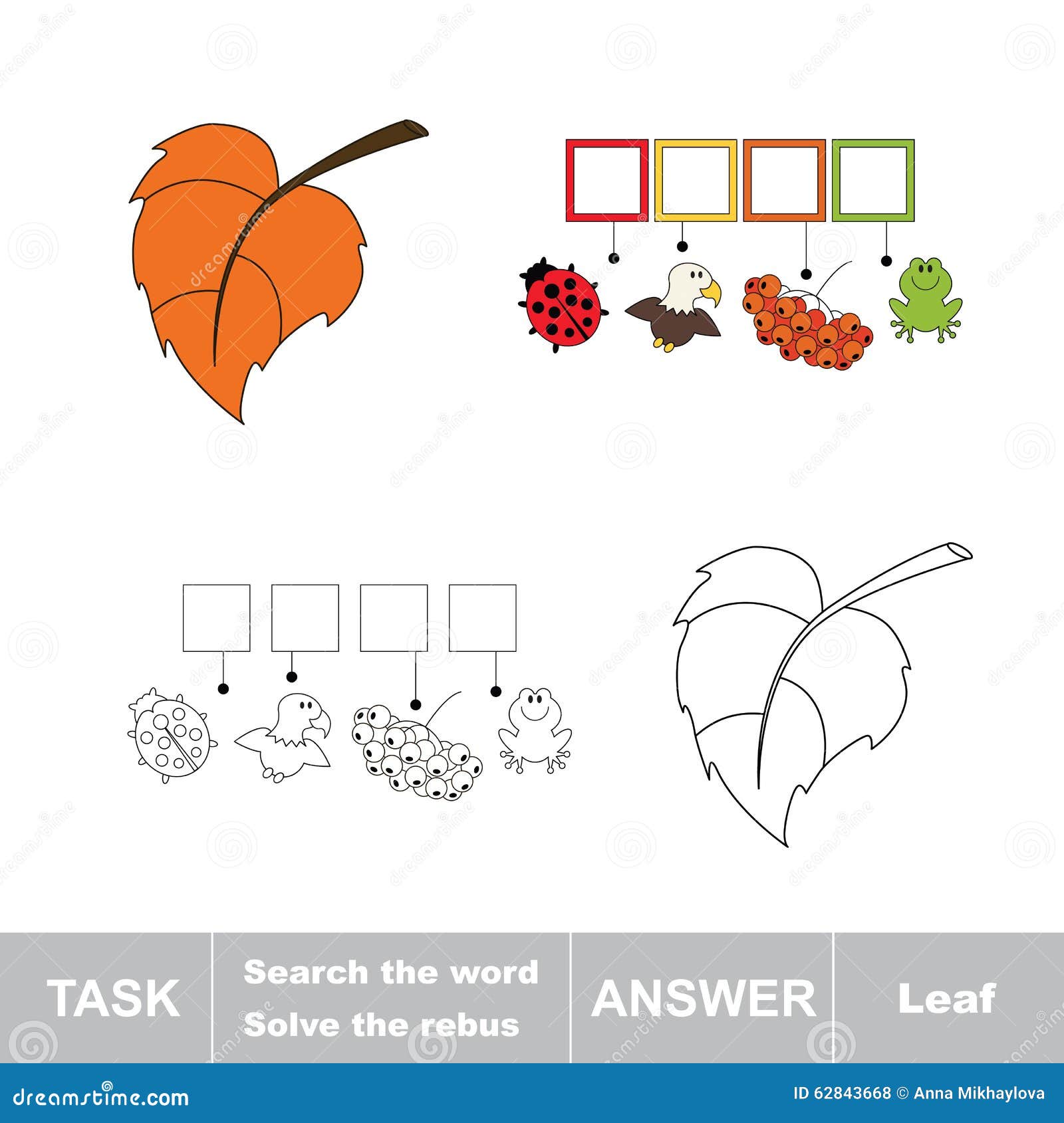 Vector Game. Find Hidden Word Leaf. Search the Word. Stock Vector ...