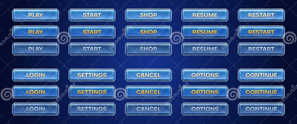 Game Medieval Button Sprite, Animation Vector Set Stock Vector ...