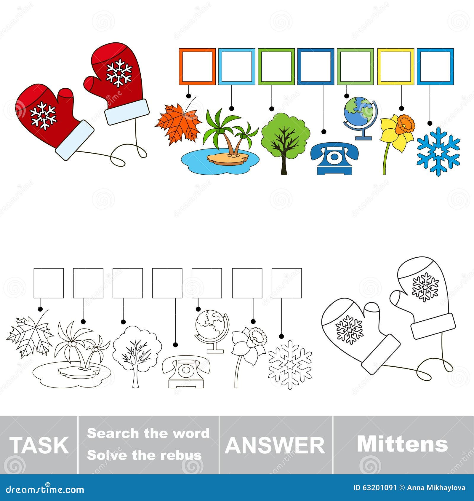 Vector Game. Search the Word. Find Hidden Word Mittens Stock Vector ...