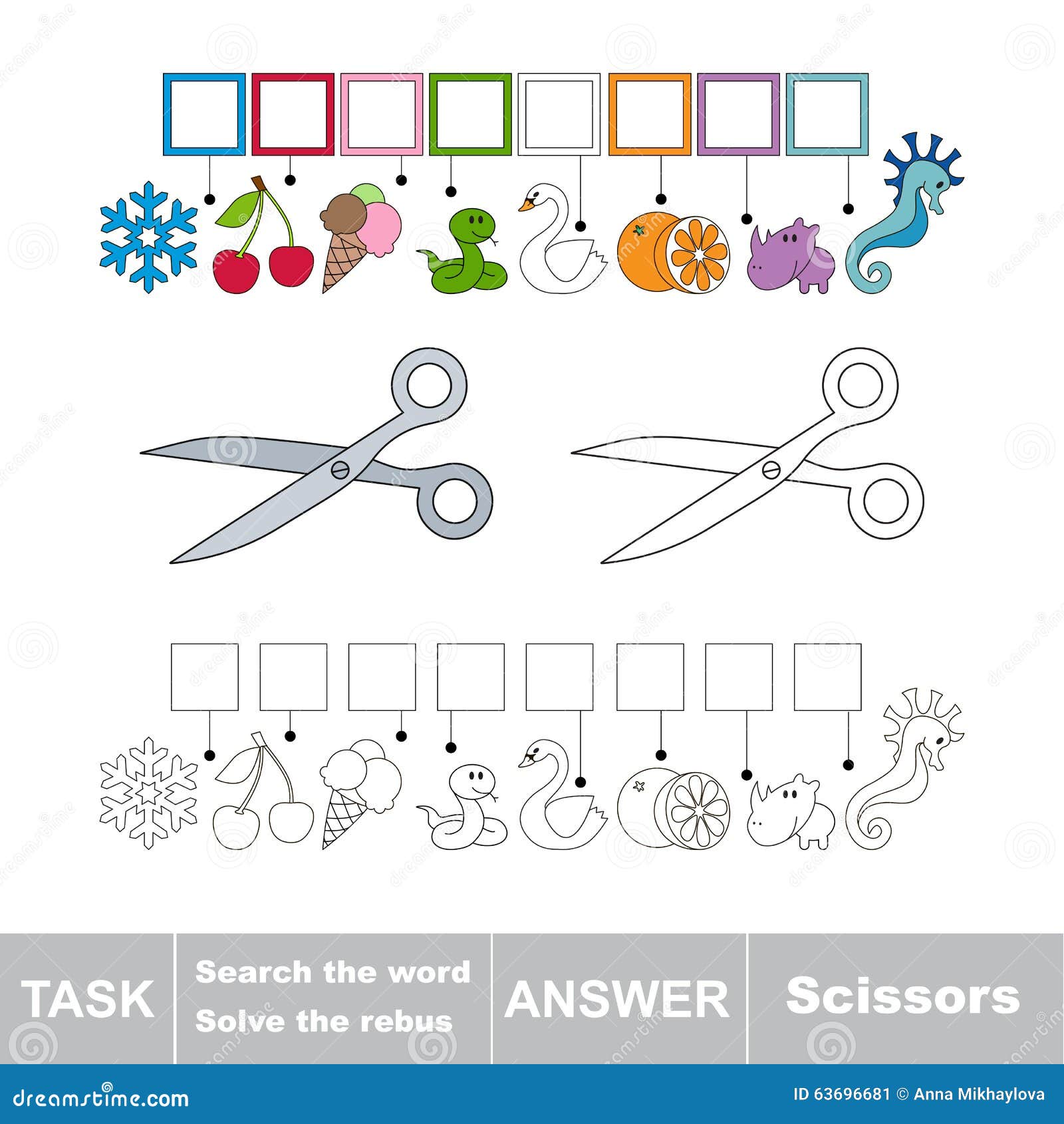 Vector Game. Search the Word. Find Hidden Word Scissors Stock Vector ...