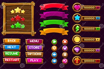 Vector Game Ui Kit. Complete Menu of Graphical User Interface GUI To ...