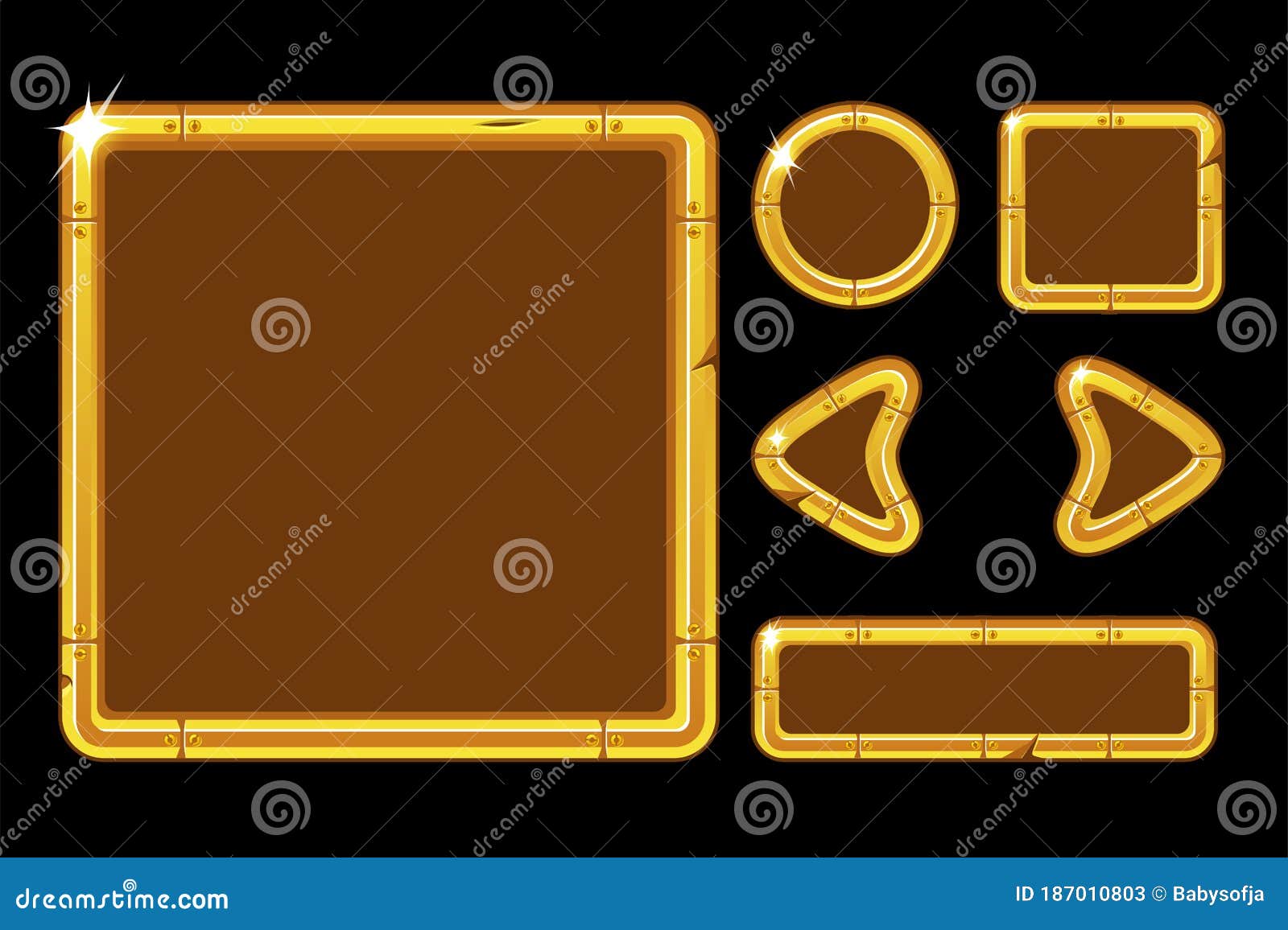 Vector Game Ui Kit. Golden User Interface for Game Menu Stock Vector ...