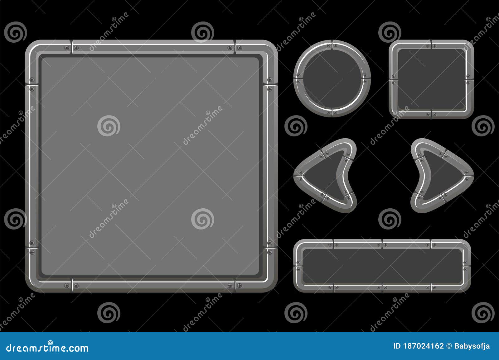 Vector Game Ui Kit. Template Metal Menu of Graphical GUI and Buttons ... Vector Game Ui Kit. Template Metal Menu of Graphical GUI and Buttons ...