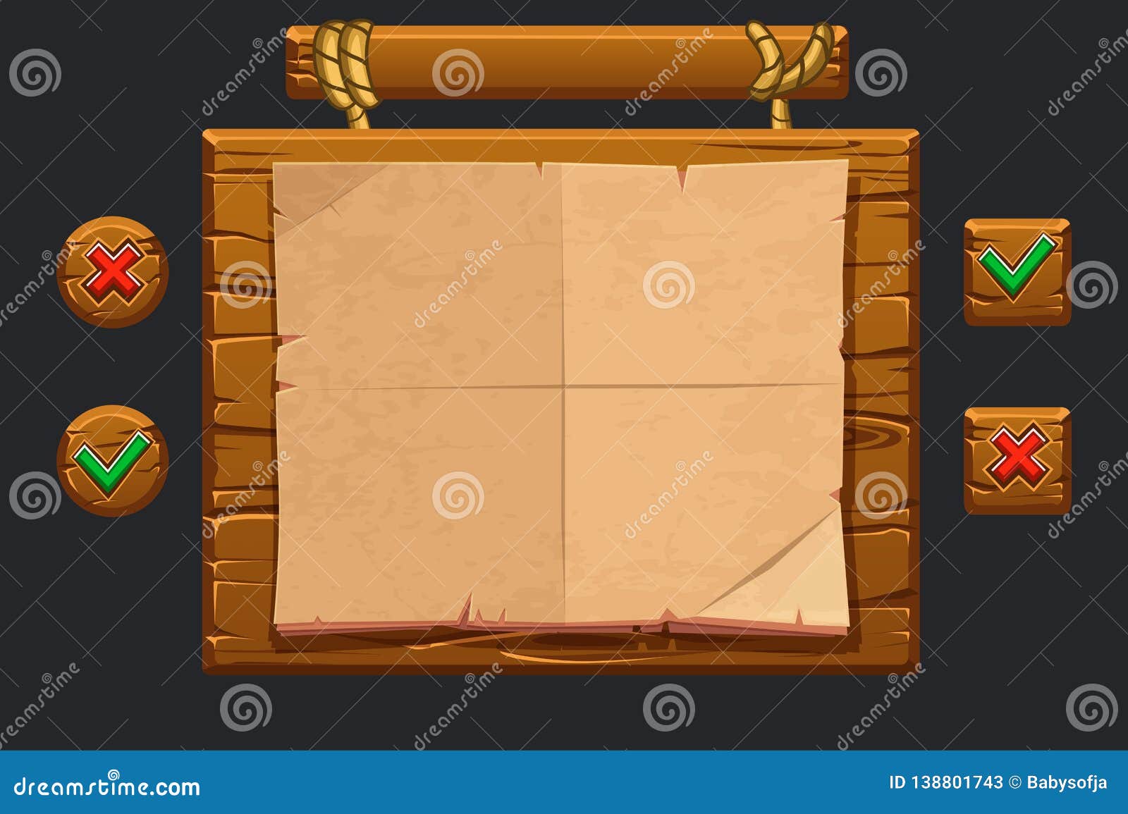 Vector Game Ui Kit. Template Wooden Menu of Graphical User Interface ... Vector Game Ui Kit. Template Wooden Menu of Graphical User Interface ...