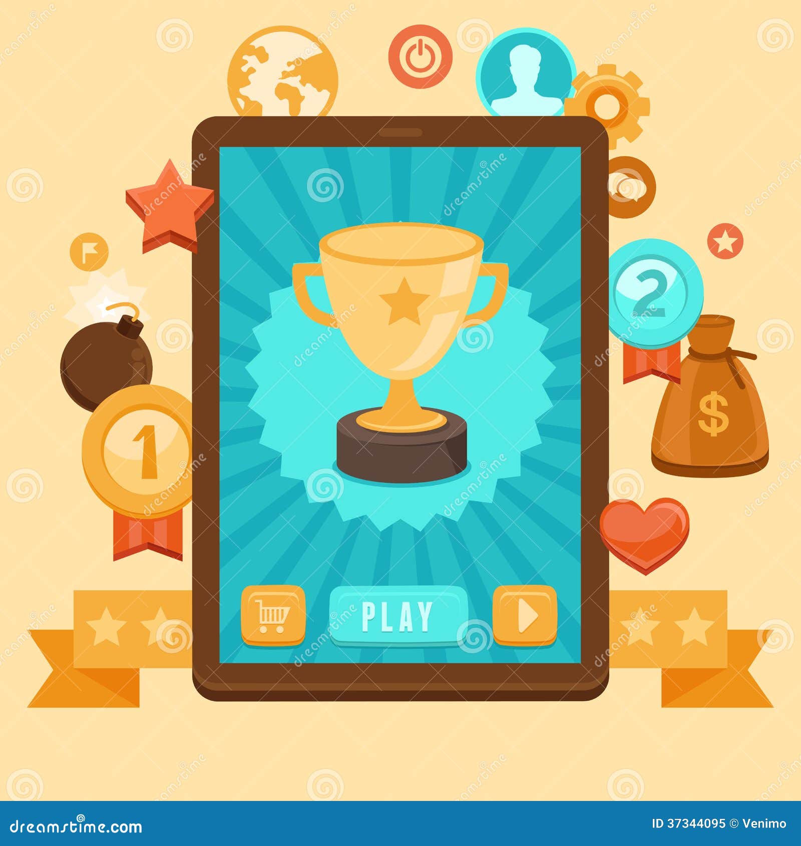 Vector Gamification Concept - Achievement Icons Stock Vector ...