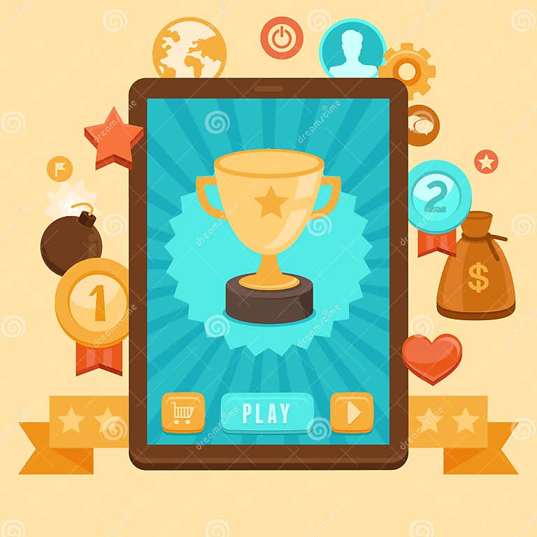 Vector Gamification Concept - Achievement Icons Stock Vector - Illustration of design, digital ...