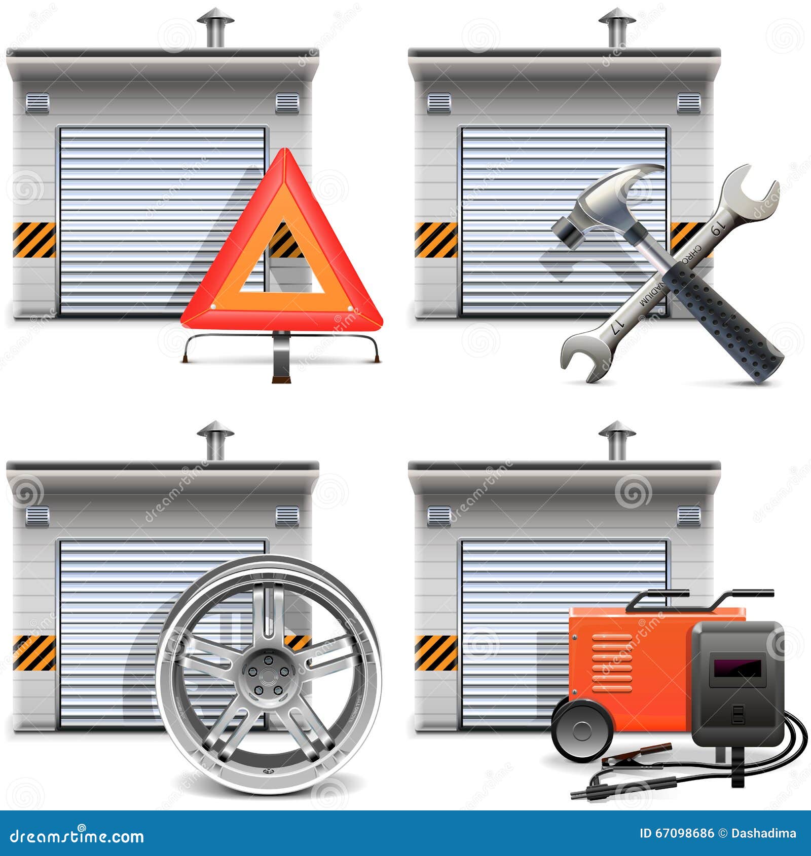 Vector Garage with Spares and Tools Stock Vector - Illustration of ...