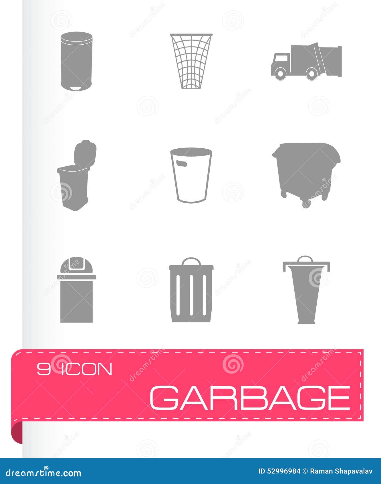 Garbage Icons Set On White Background. Vector | CartoonDealer.com #90817379