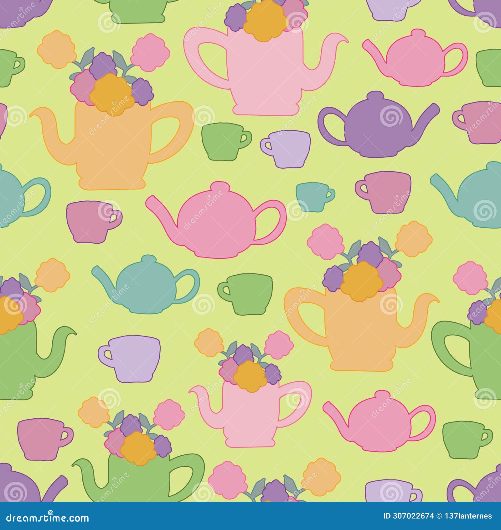 Vector Garden Tea Party Seamless Patterns Stock Vector - Illustration of drink, birthday: 307022674