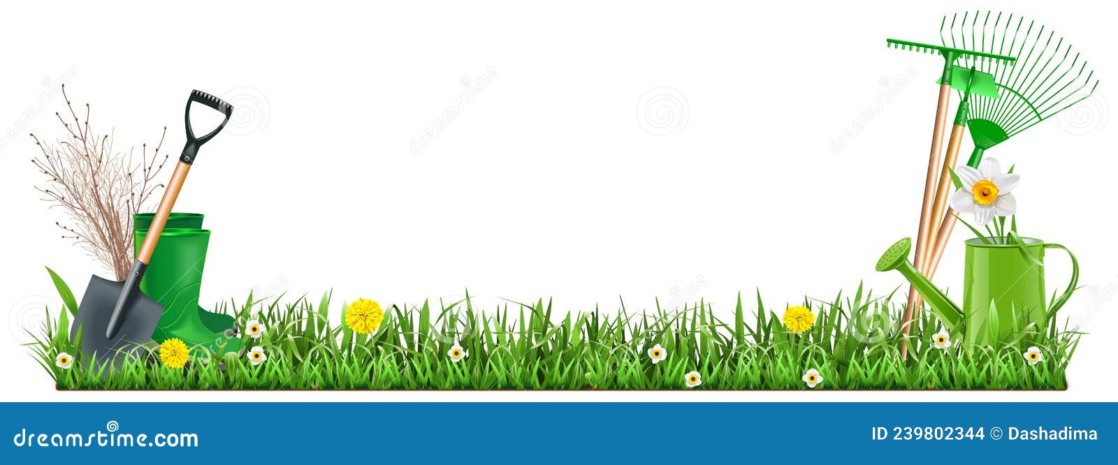 Vector Gardening Border Concept Stock Vector - Illustration of outdoor ...