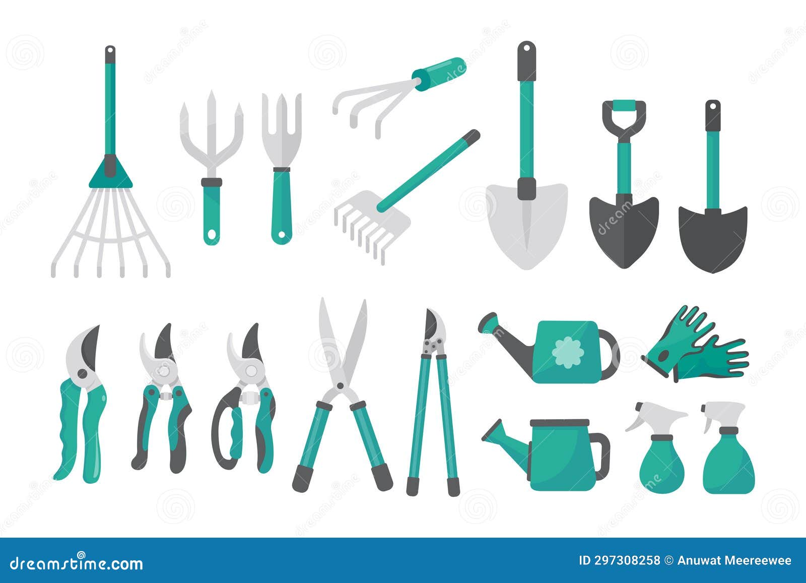 Vector Gardening Tool Set. Simple Flat Graphic Design Isolated on a ...