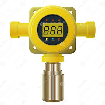 Vector Gas Detector. Yellow Gas Meter with Digital LCD Display Stock ...