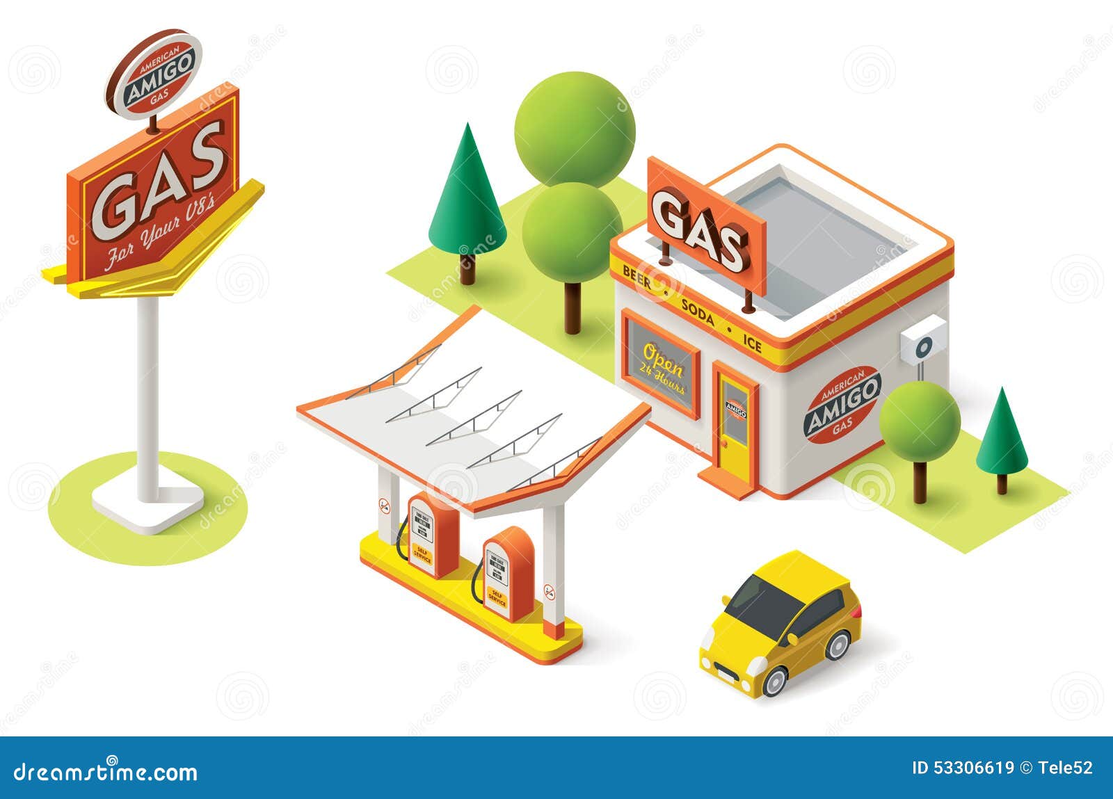 Vector gas filling station stock vector. Illustration of architecture ...