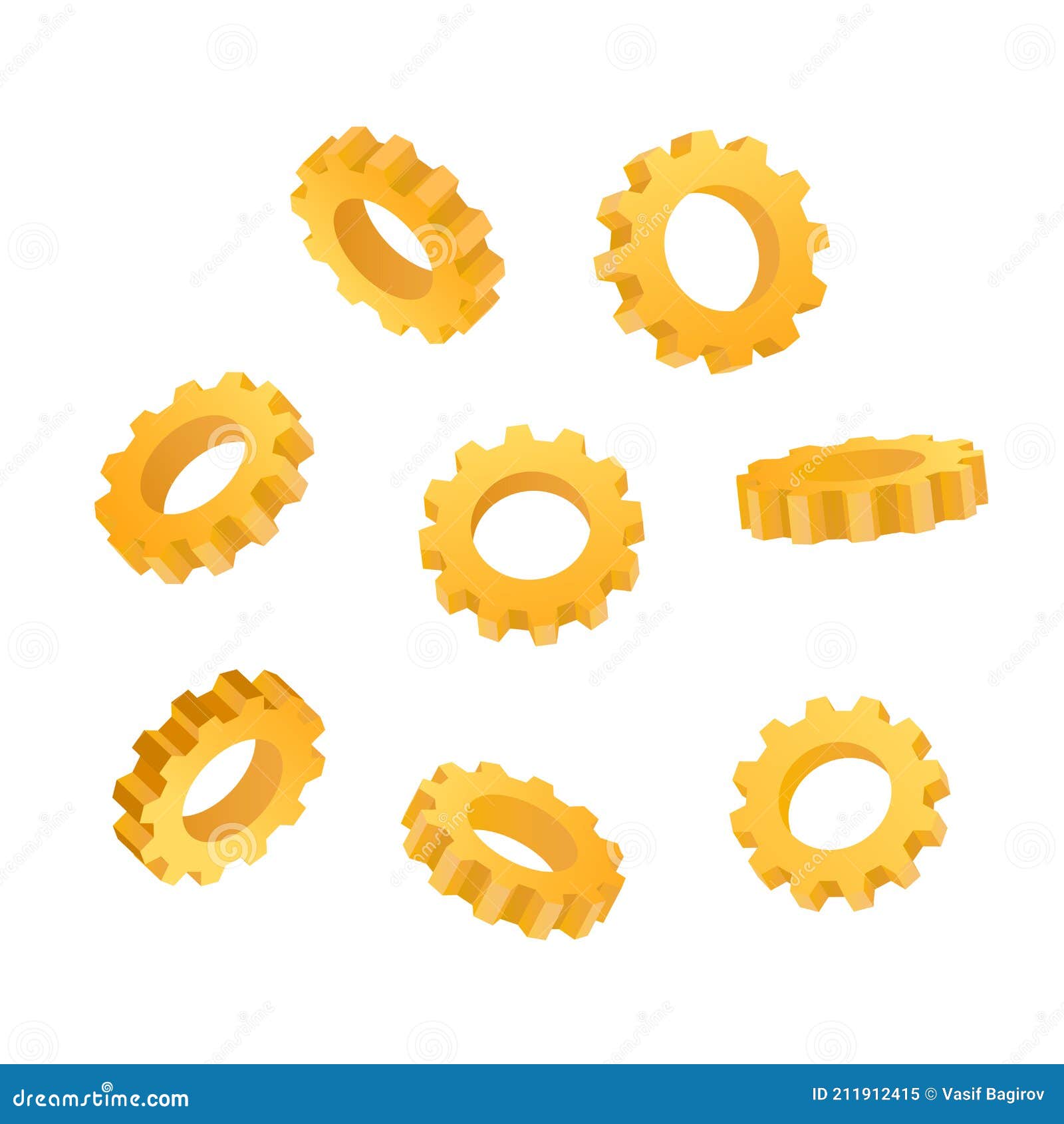 Vector Gear Collection. Golden Color Gears Set Stock Vector ...