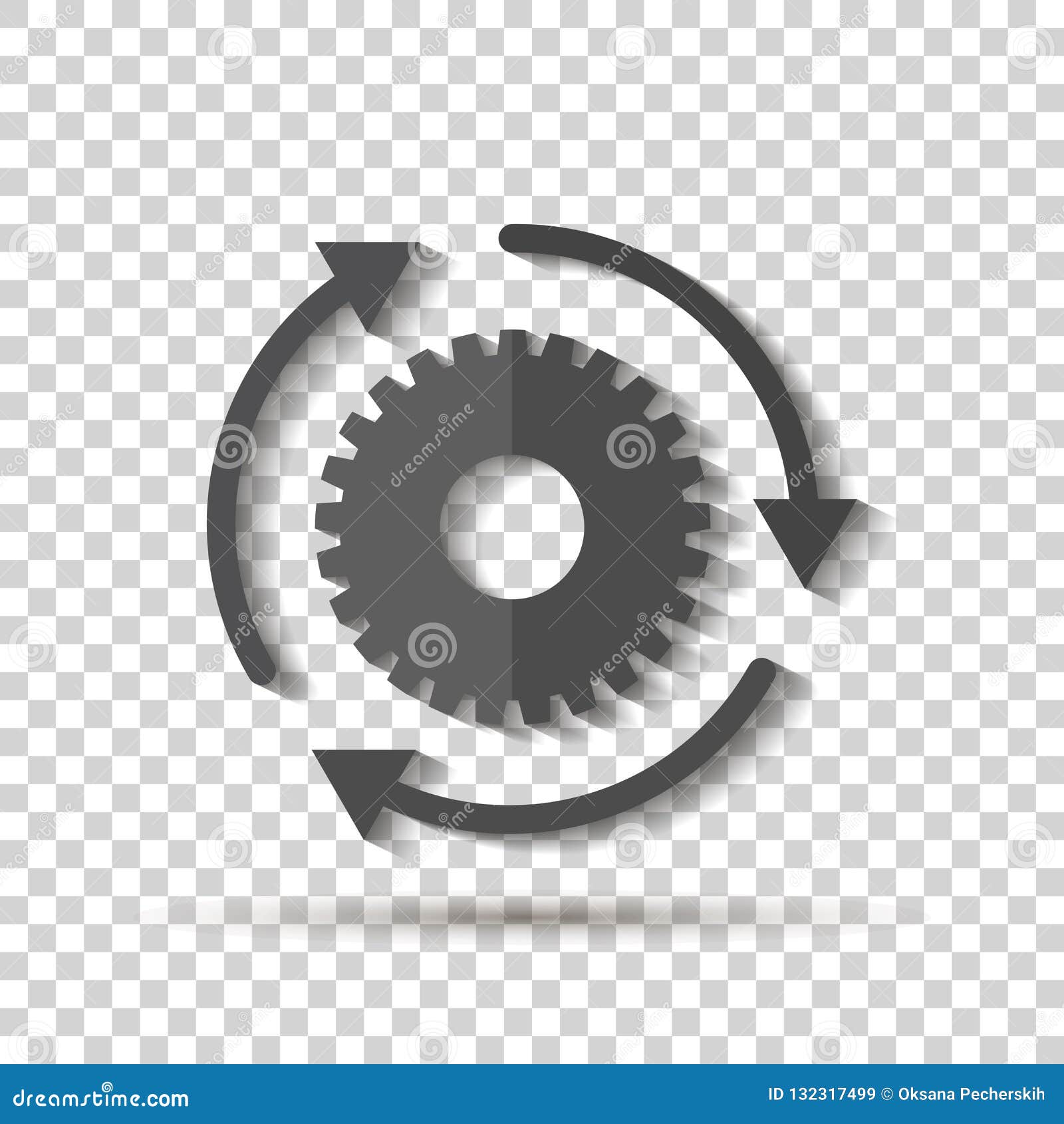 Vector Gear Icon and Three Arrows. Workflow Symbol on Transparent ...