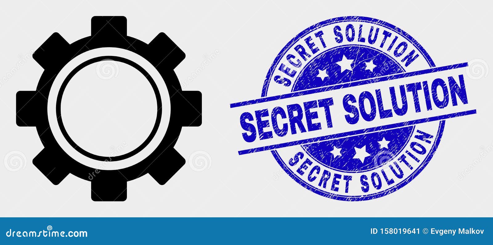 Vector Gear Icon and Scratched Secret Solution Watermark Stock Vector ...
