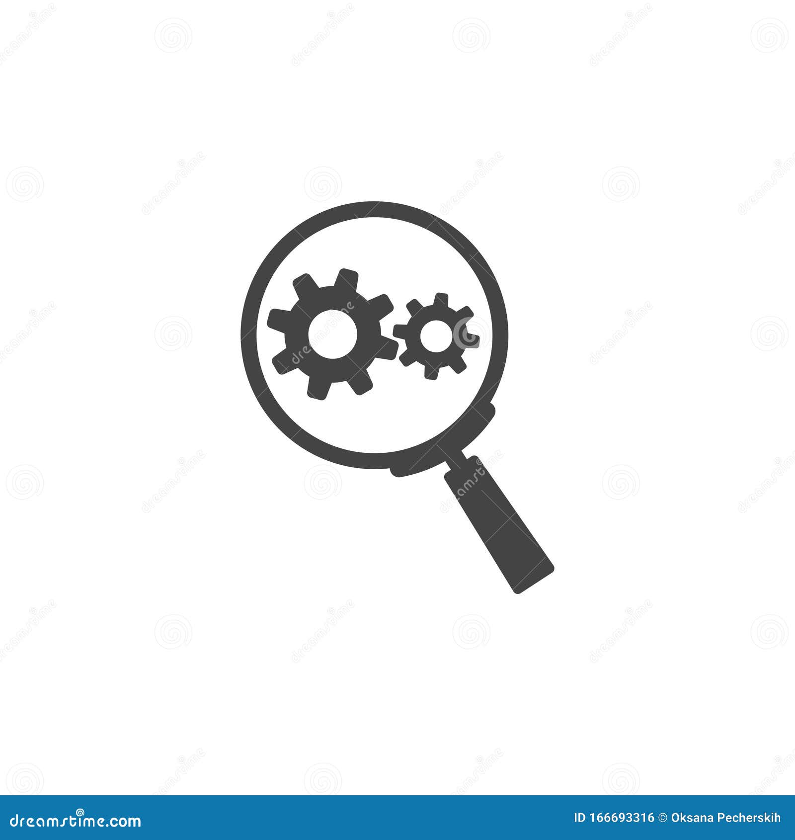 Vector Gear Tool Search Magnifier Icon on White Isolated Background ...
