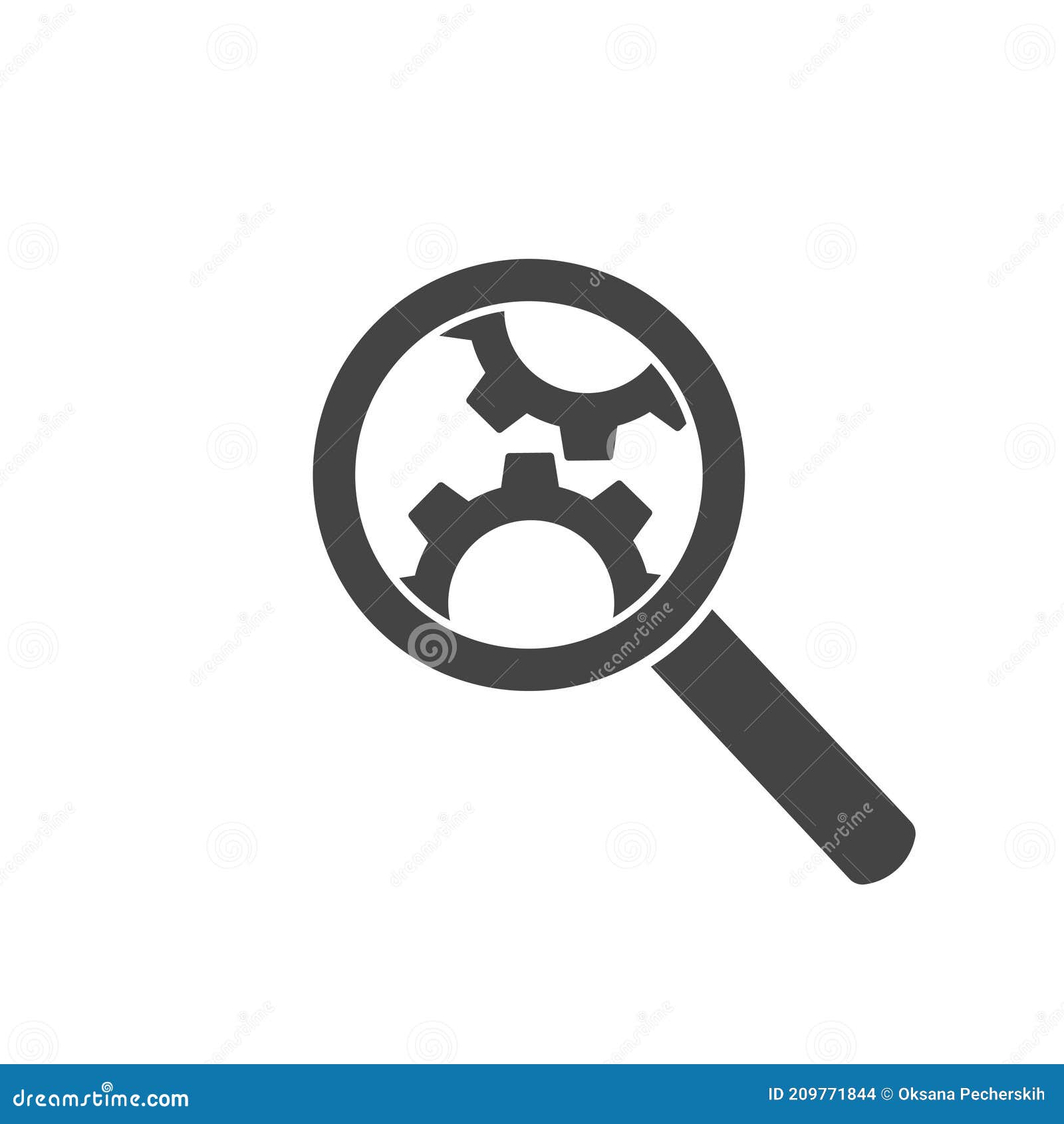 Vector Gear Tool Search Magnifier Icon on White Isolated Background ...