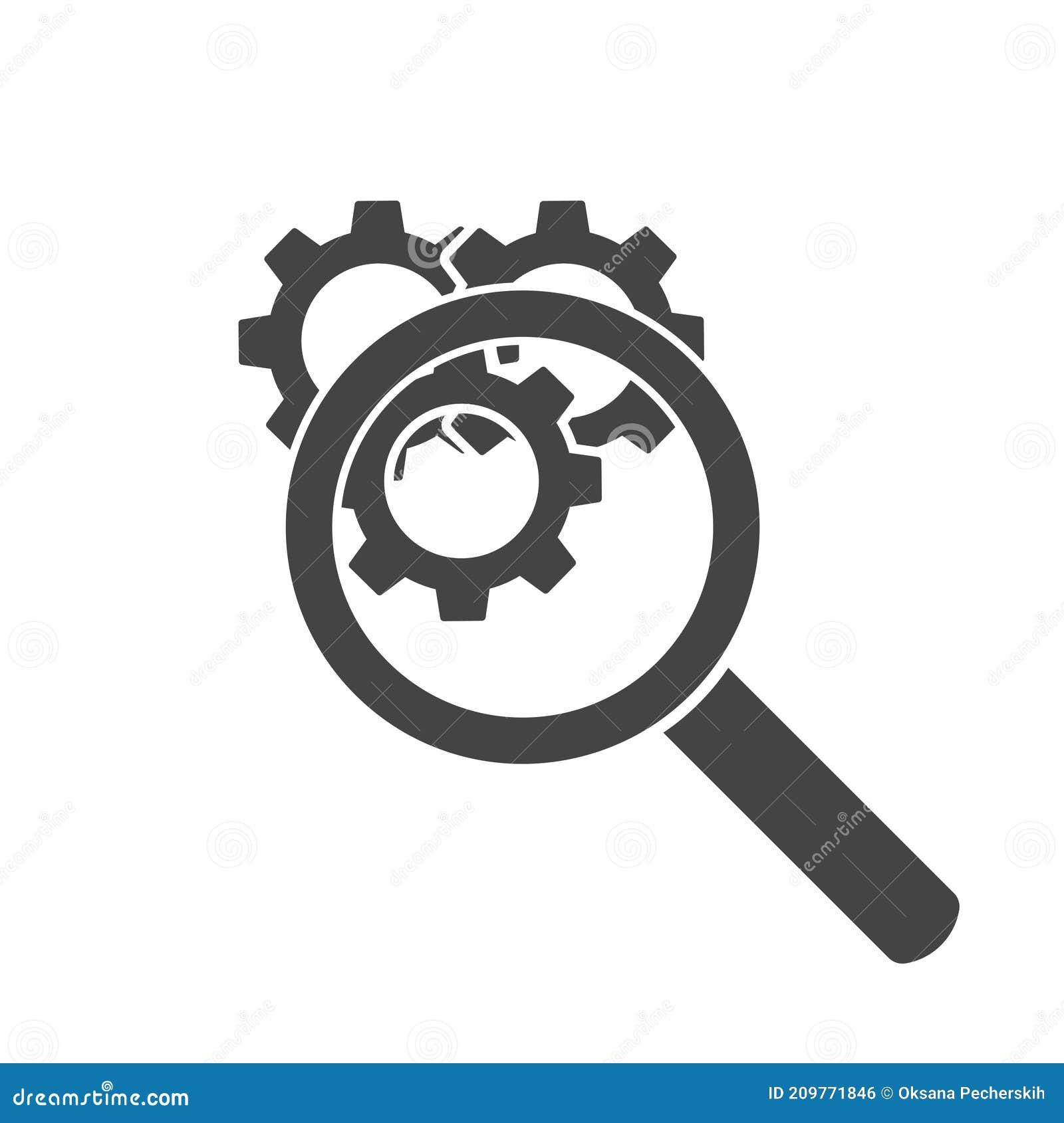 Vector Gear Tool Search Magnifier Icon on White Isolated Background ...