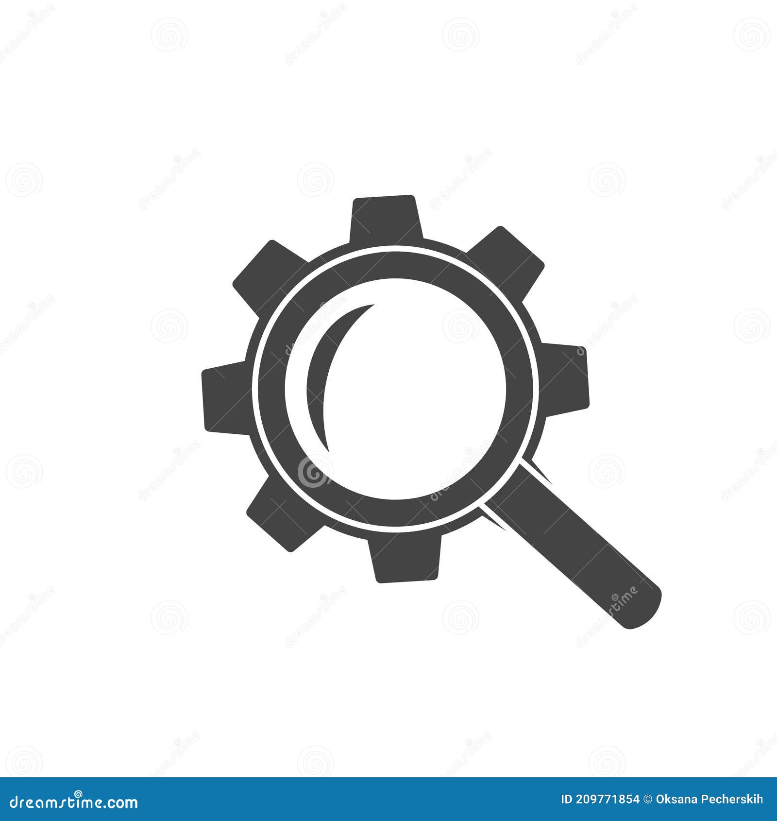 Vector Gear Tool Search Magnifier Icon on White Isolated Background ...