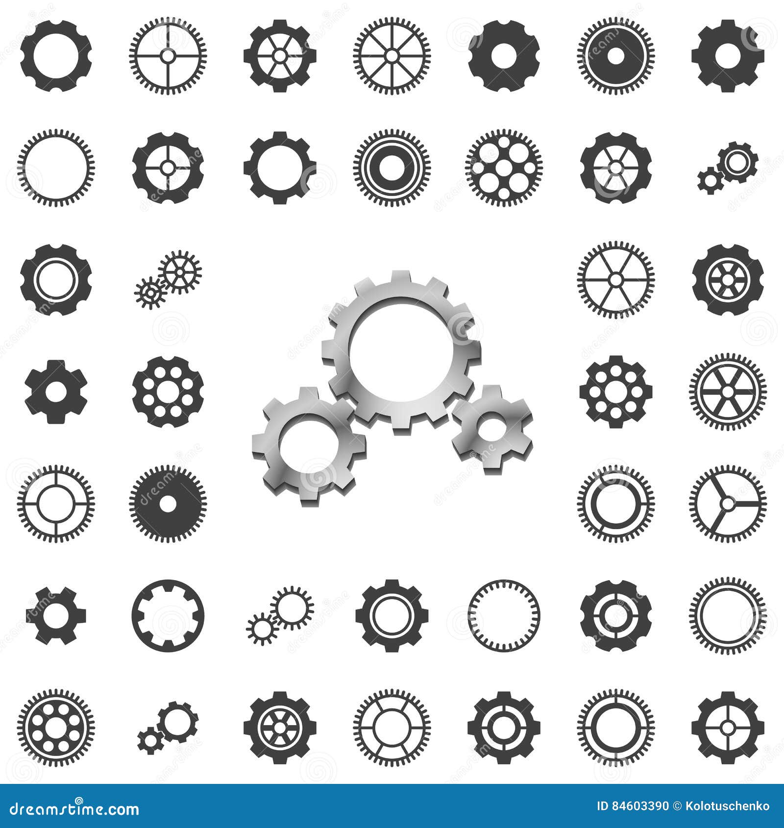 Vector gears icons big set stock vector. Illustration of clock - 84603390