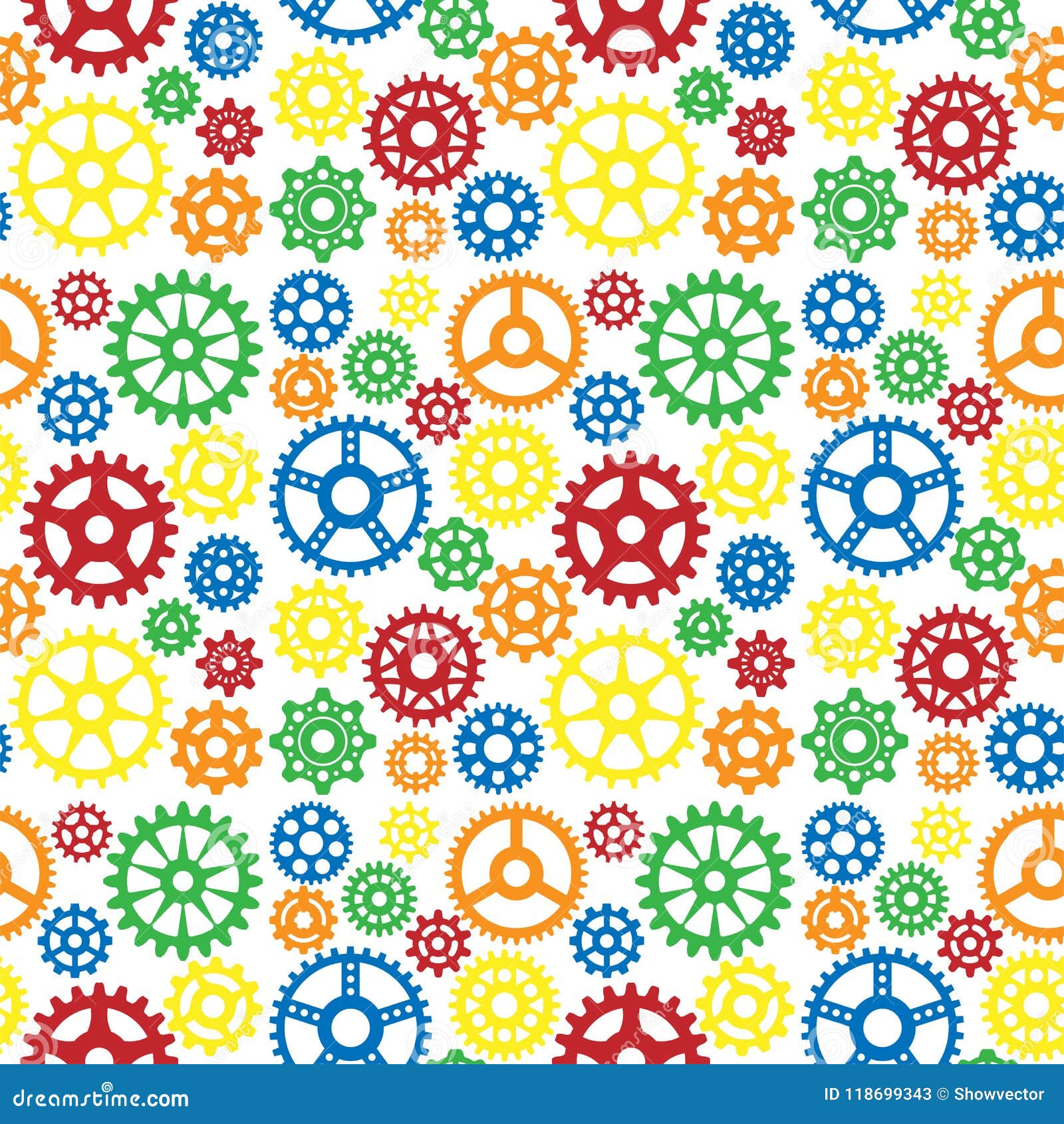 Vector Gears Icons Seamless Pattern Background Machine Wheel Mechanism ...