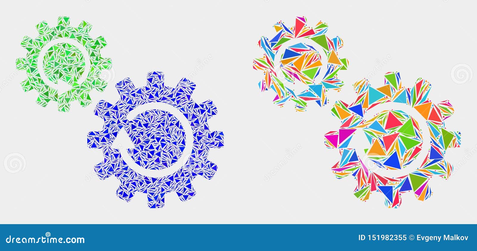 Vector Gears Rotation Mosaic Icon of Triangles Stock Vector ...