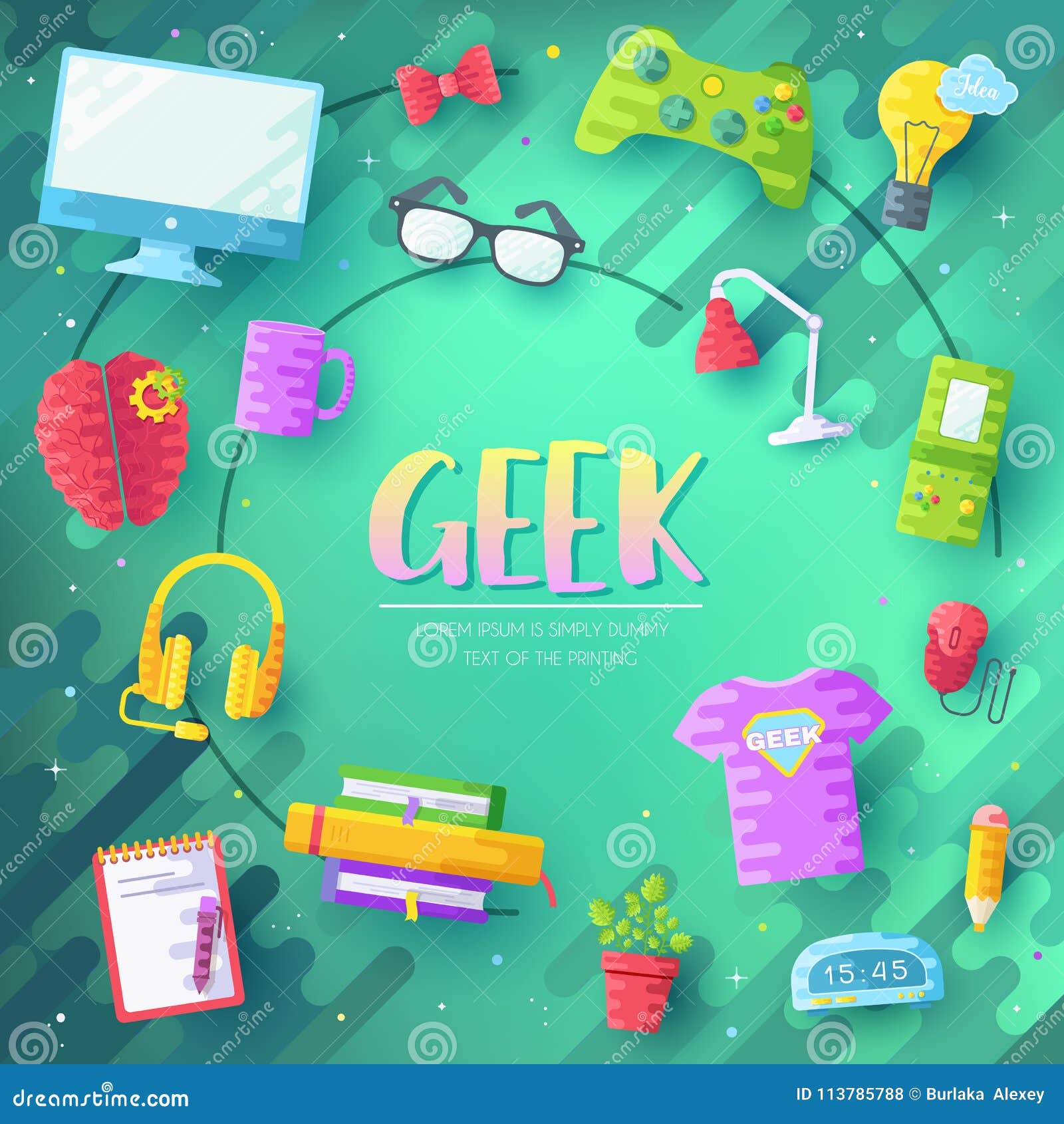 Vector it Geeks Icons Illustrations Set. Flat Office Professional ...