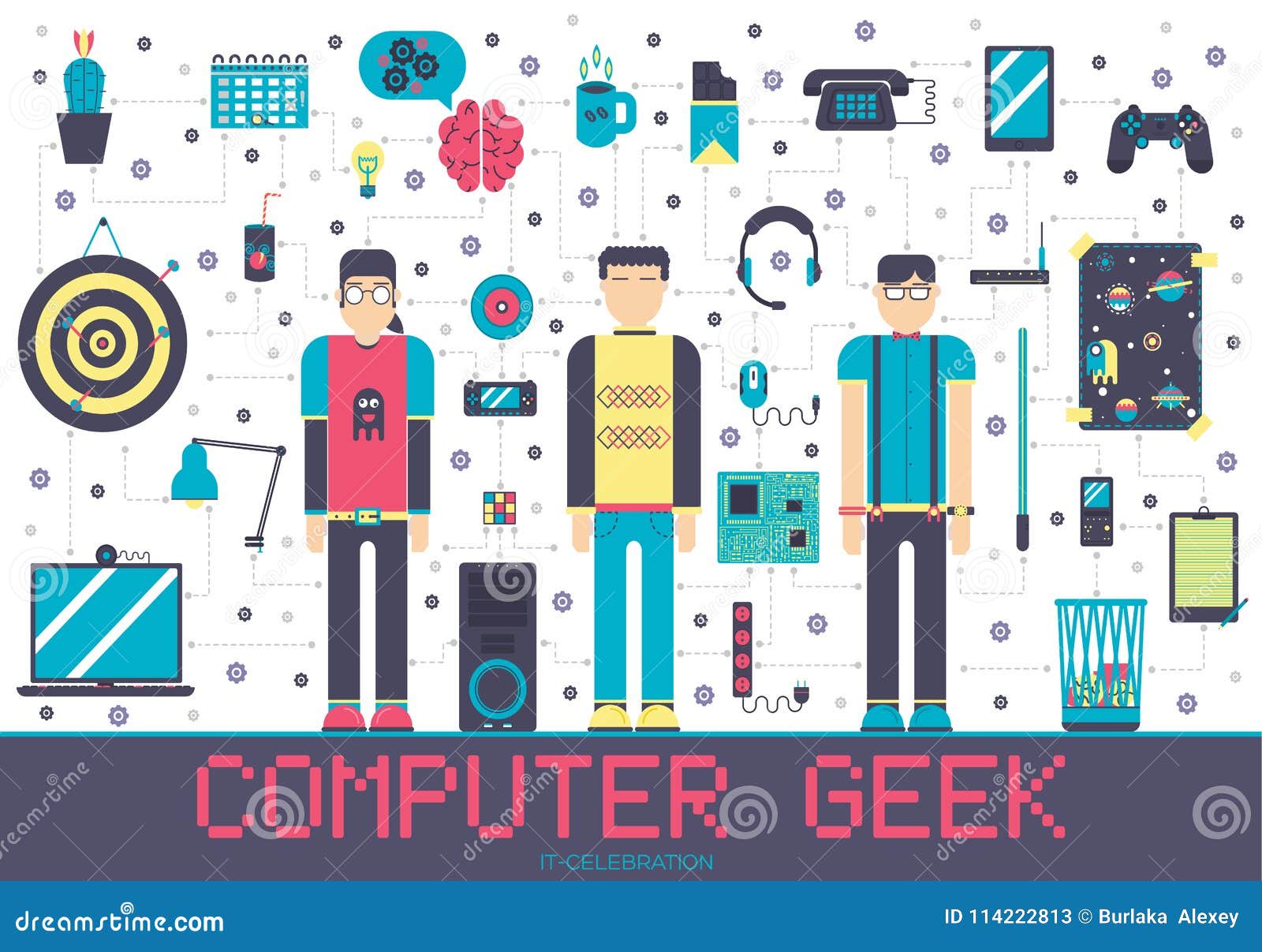 Vector it Geeks People Icons Illustrations Set. Flat Office ...