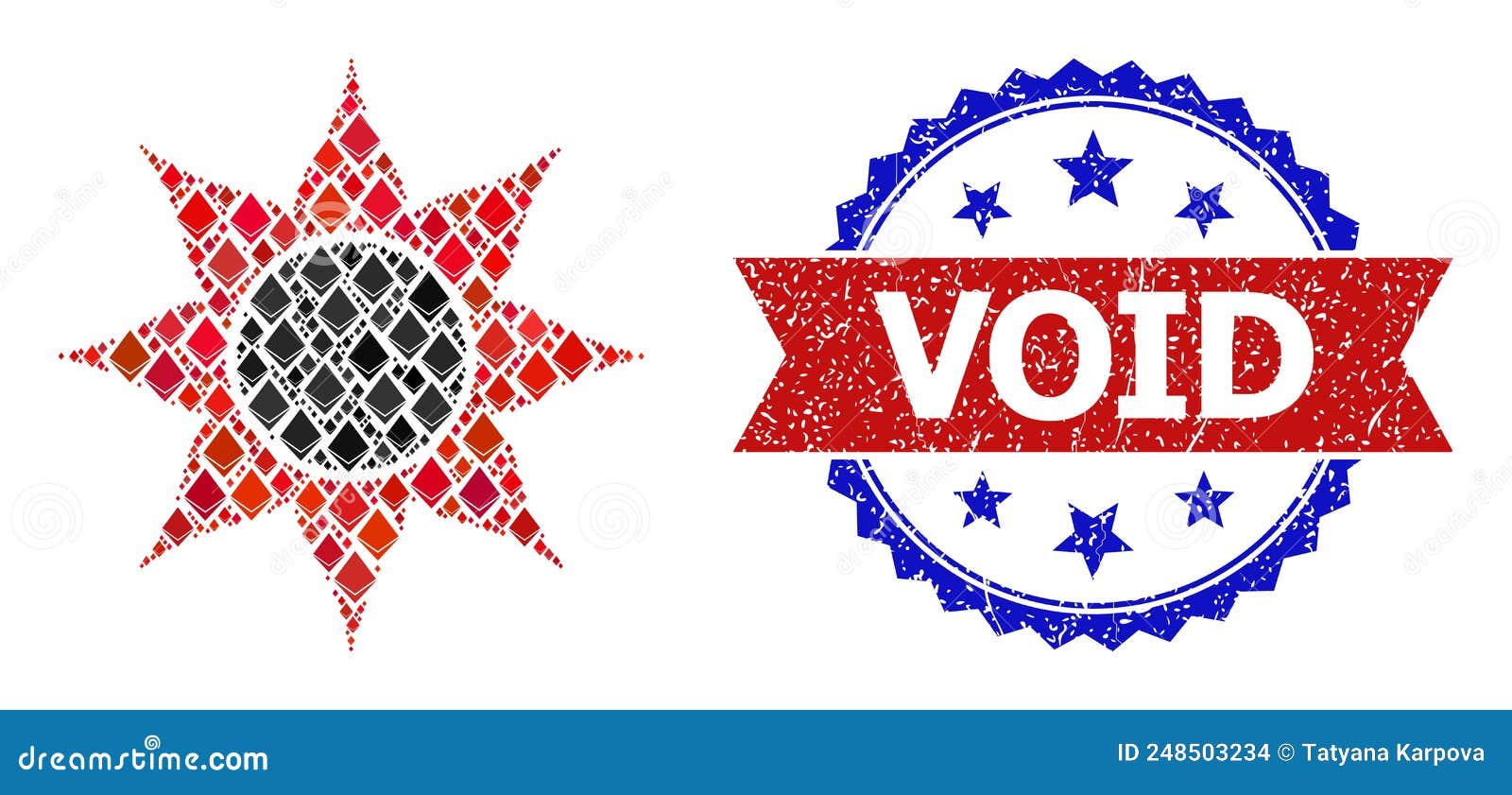 Gem Collage Black Sun Icon and Scratched Bicolor Void Watermark Stock ...