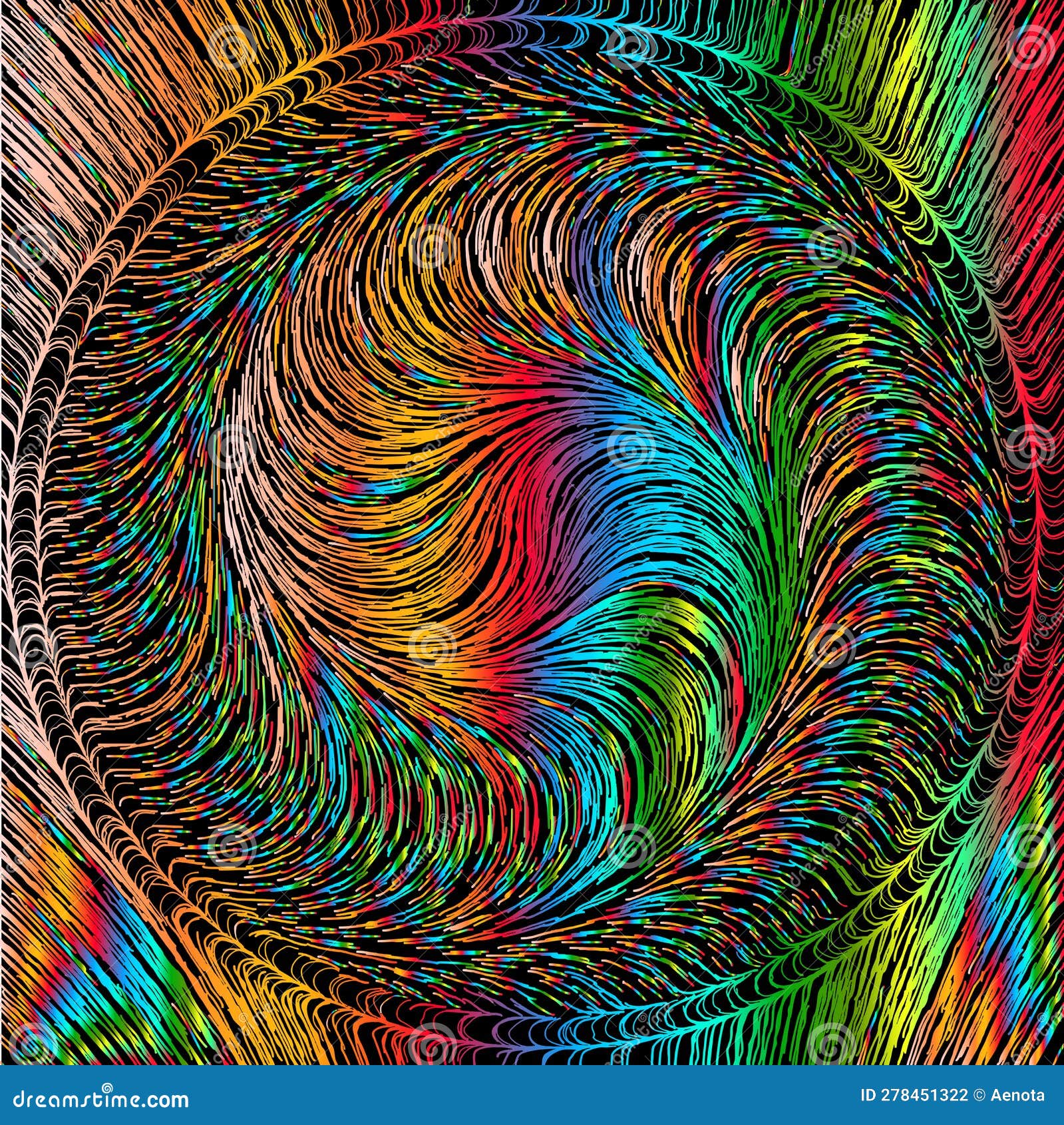 Vector Generative Art Round Pattern Bright OpArt Thread Graphic Design ...