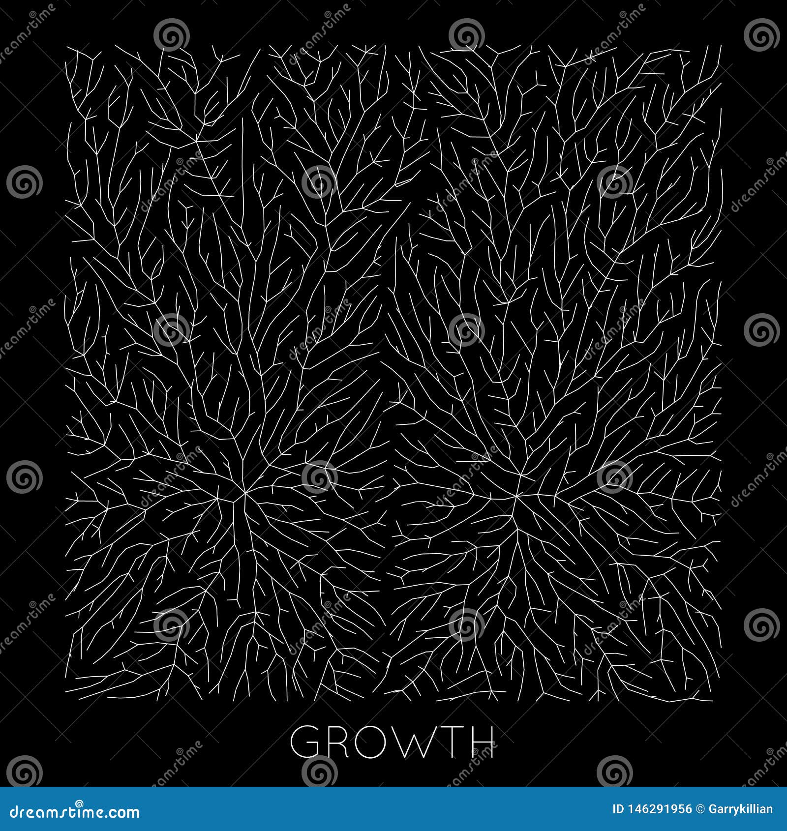 Vector Generative Branch Growth Pattern. Lichen Like Organic Structure ...