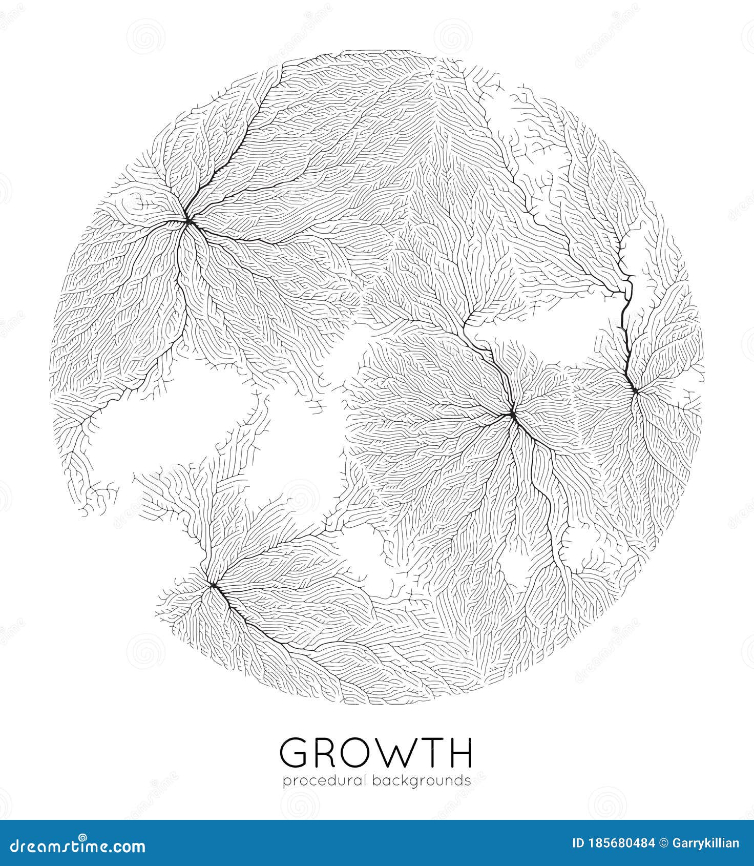 Vector Generative Branch Growth Pattern. Round Texture. Lichen Like ...