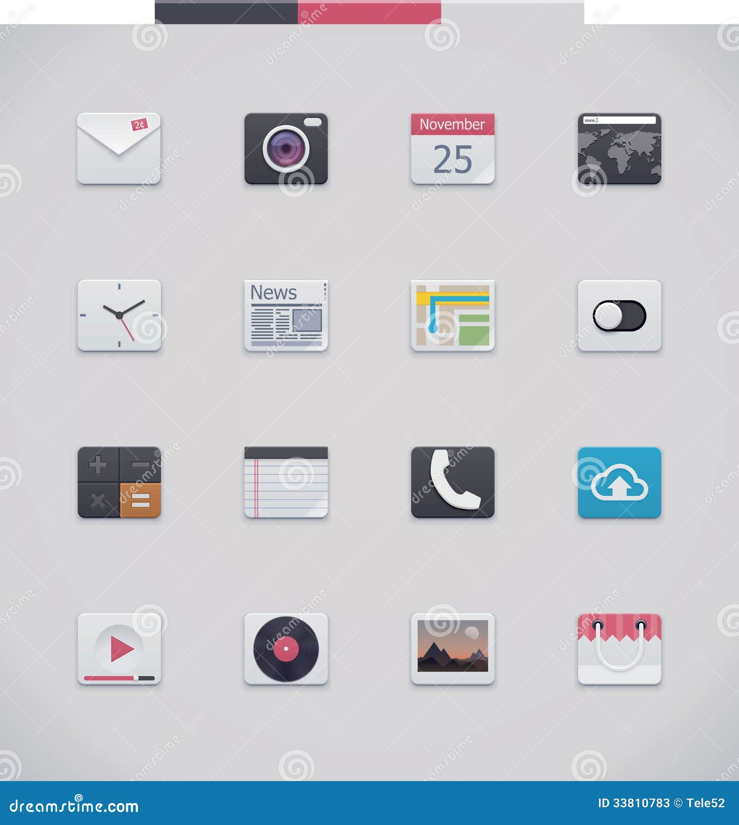 Vector generic UI icons stock vector. Illustration of calculator - 33810783